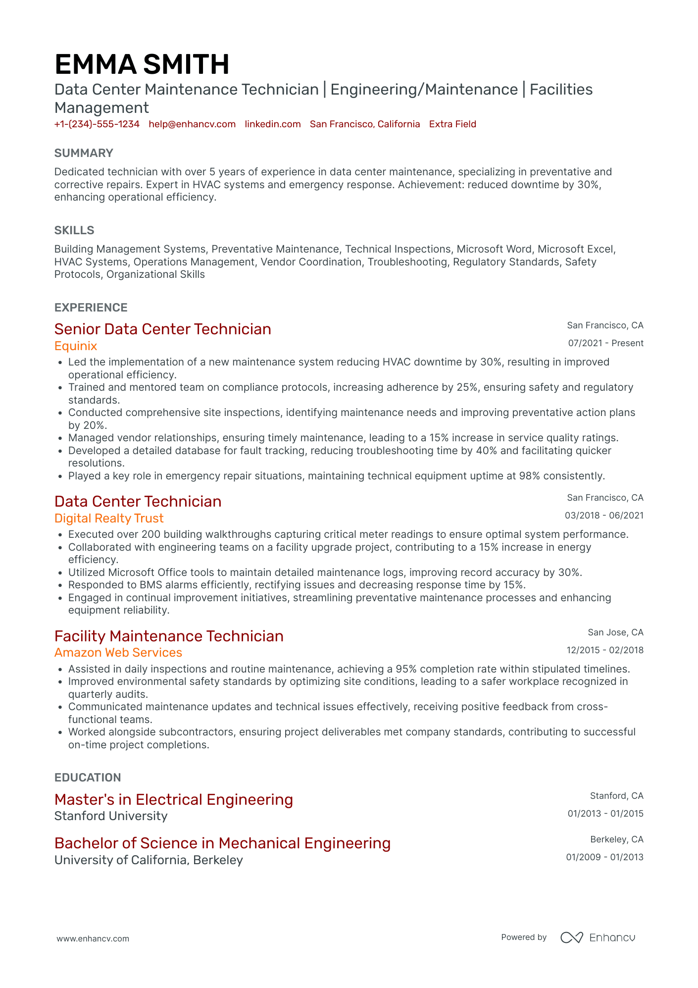 19 Data Center Technician Resume Examples & Guide for 2025