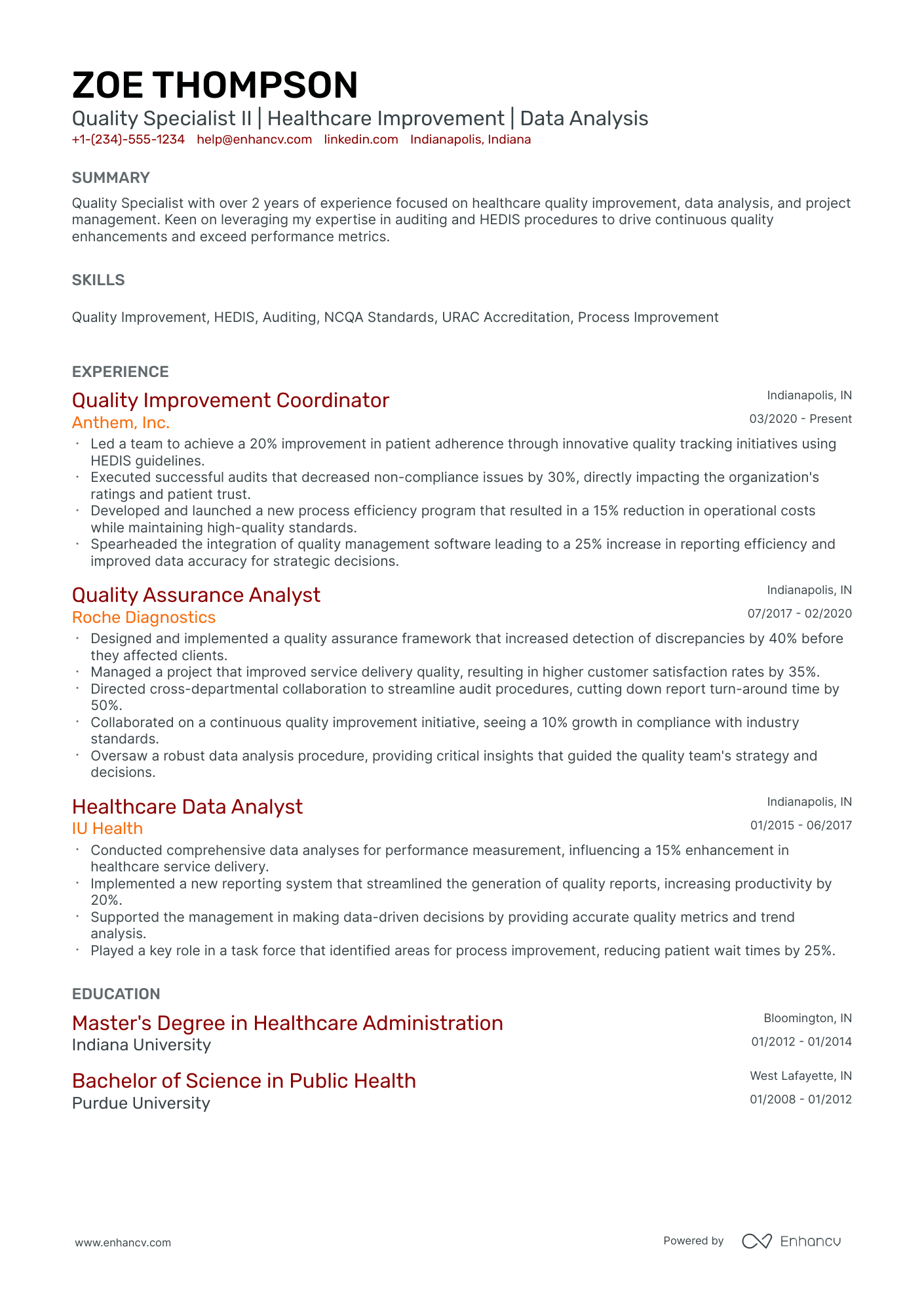 10 Quality Specialist Resume Examples & Guide for 2025