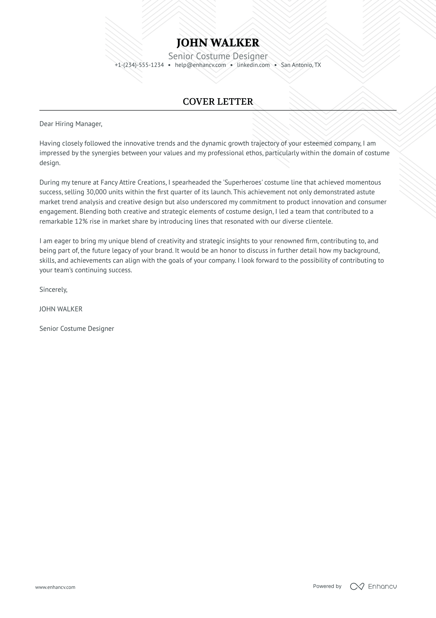 6 Professional Fashion Designer Cover Letter Examples and Template for ...