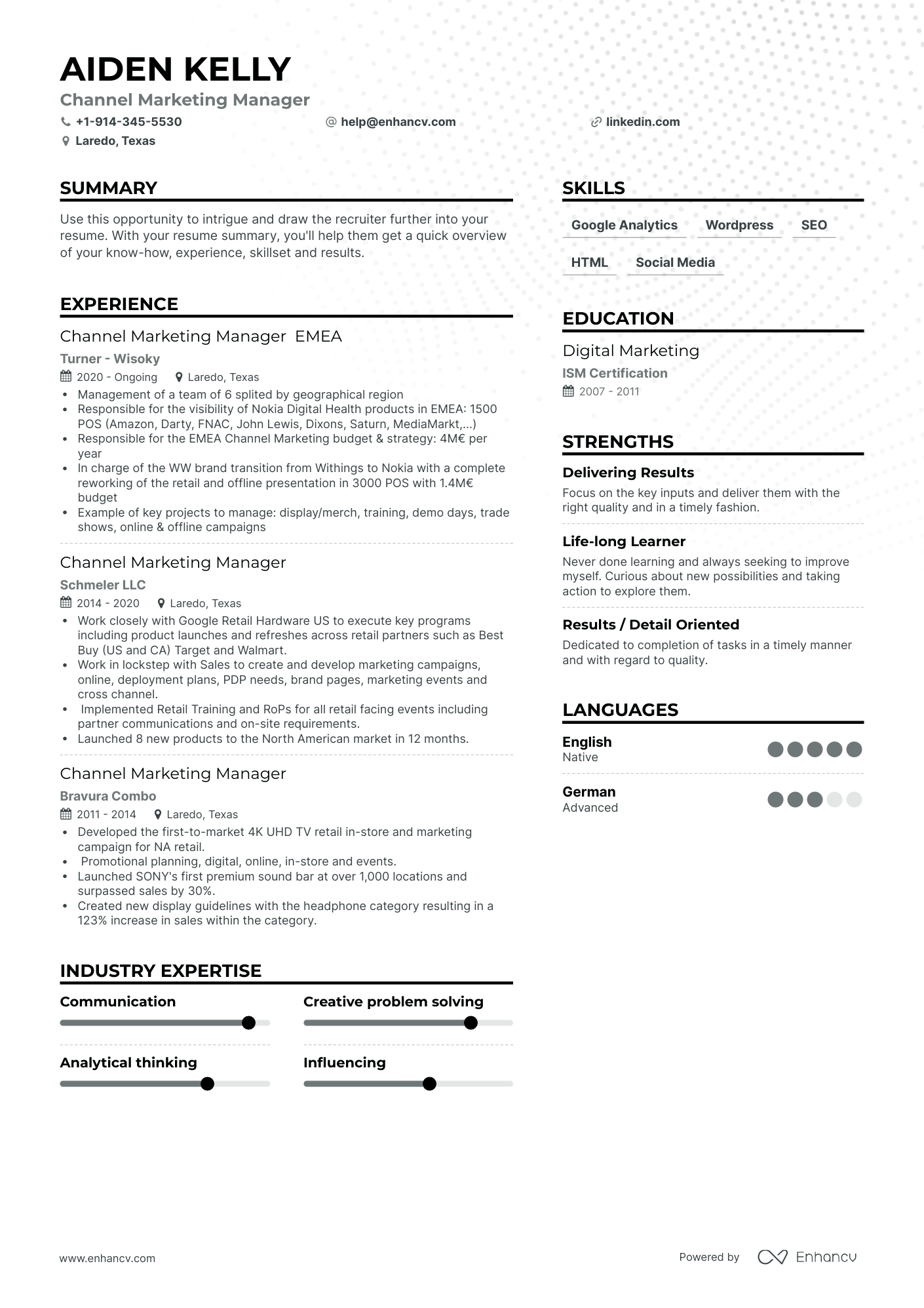 Channel Marketing Manager Resume Examples & Guide for 2023 (Layout ...