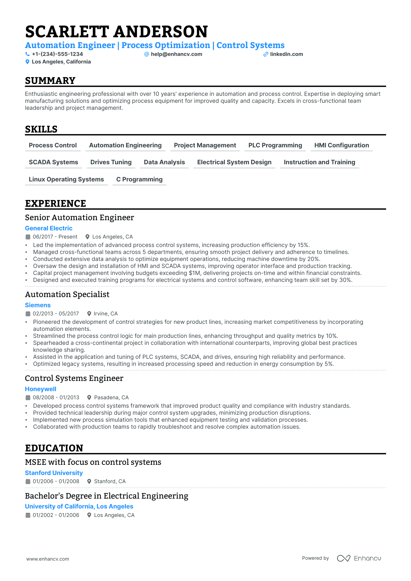 5 Control Systems Engineer Resume Examples & Guide for 2024