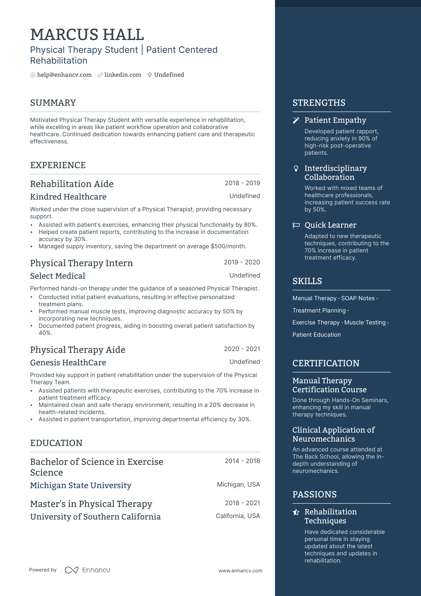 5 Physical Therapy Student Resume Examples & Guide for 2024