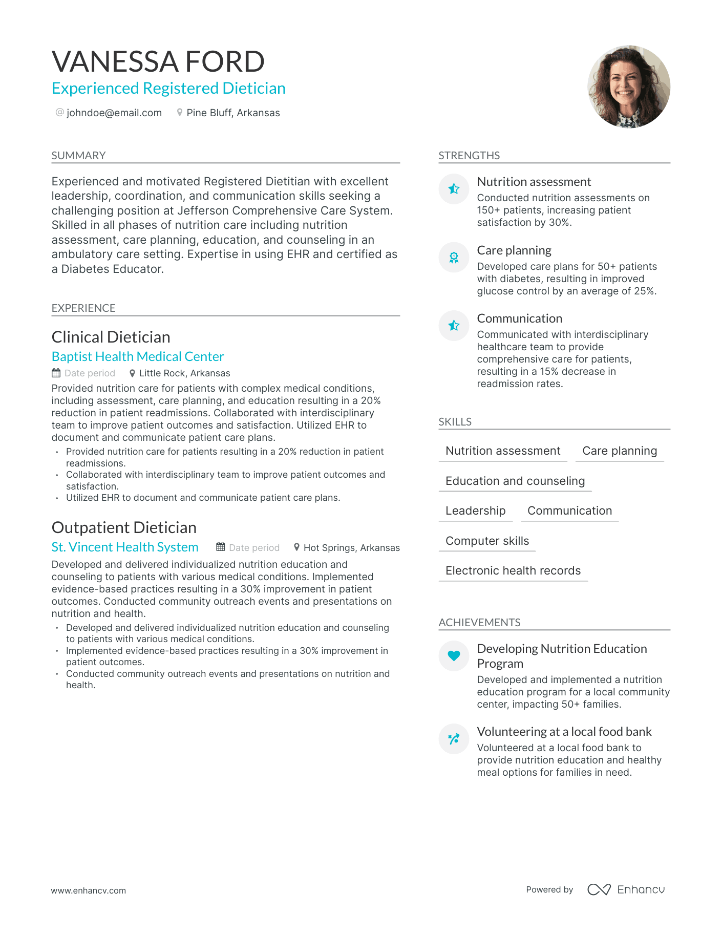5 Dietician Resume Examples & Guide for 2024