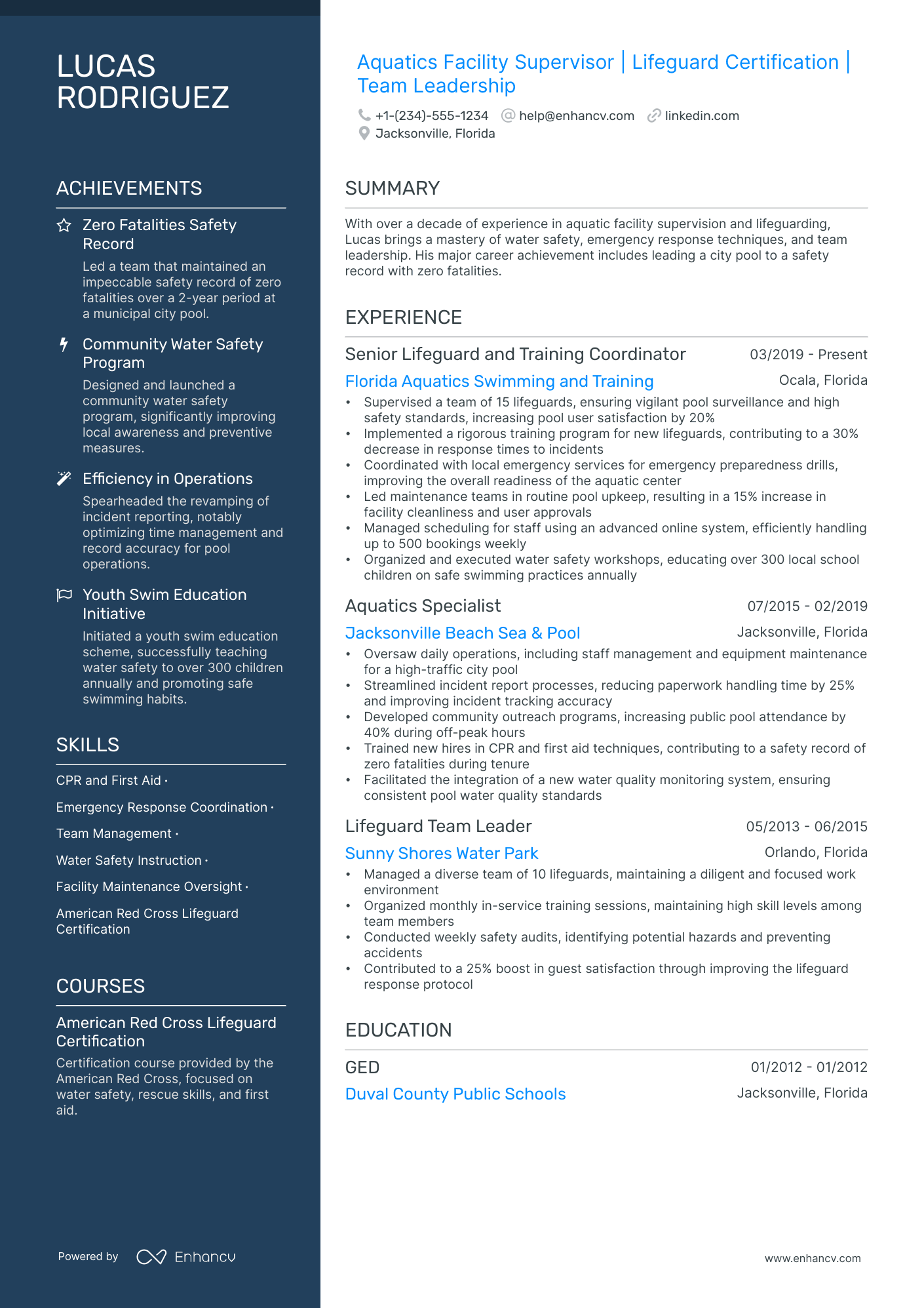 5 Lifeguard Resume Examples & Guide for 2025