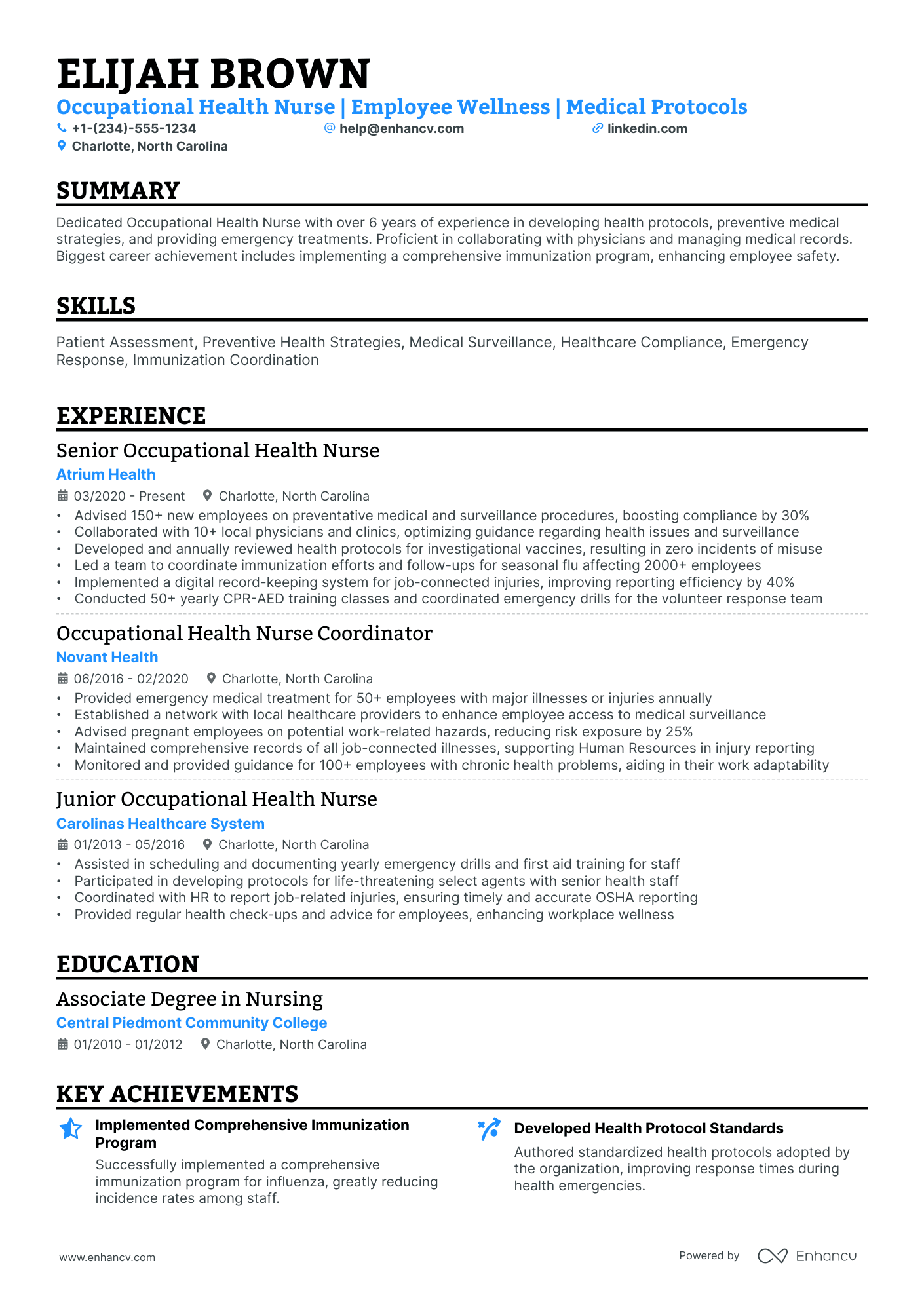 10 Occupational Health Nurse Resume Examples & Guide for 2026