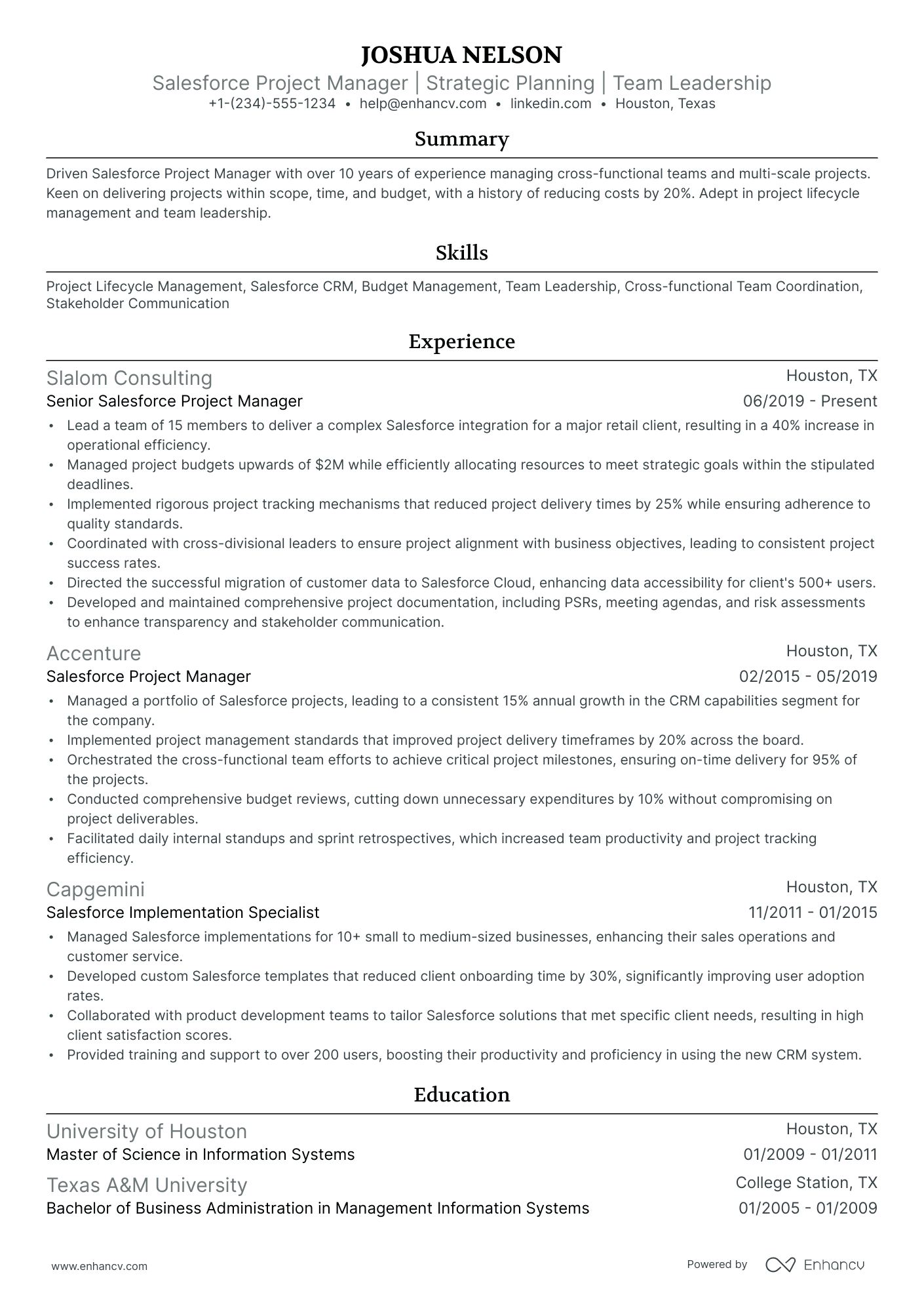 10 Salesforce Project Manager Resume Examples & Guide for 2026