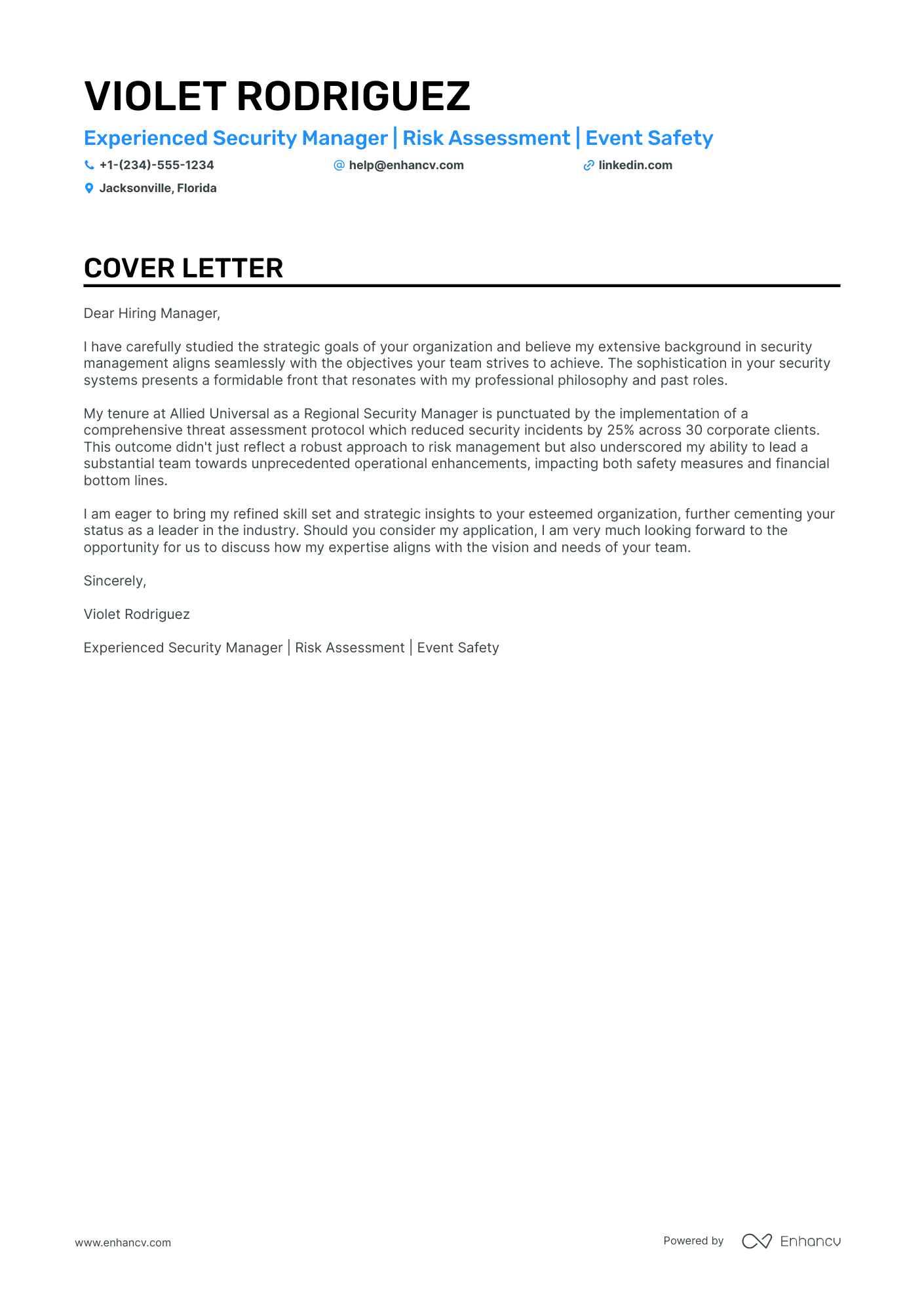 3 Professional Security Manager Cover Letter Examples and Template for ...