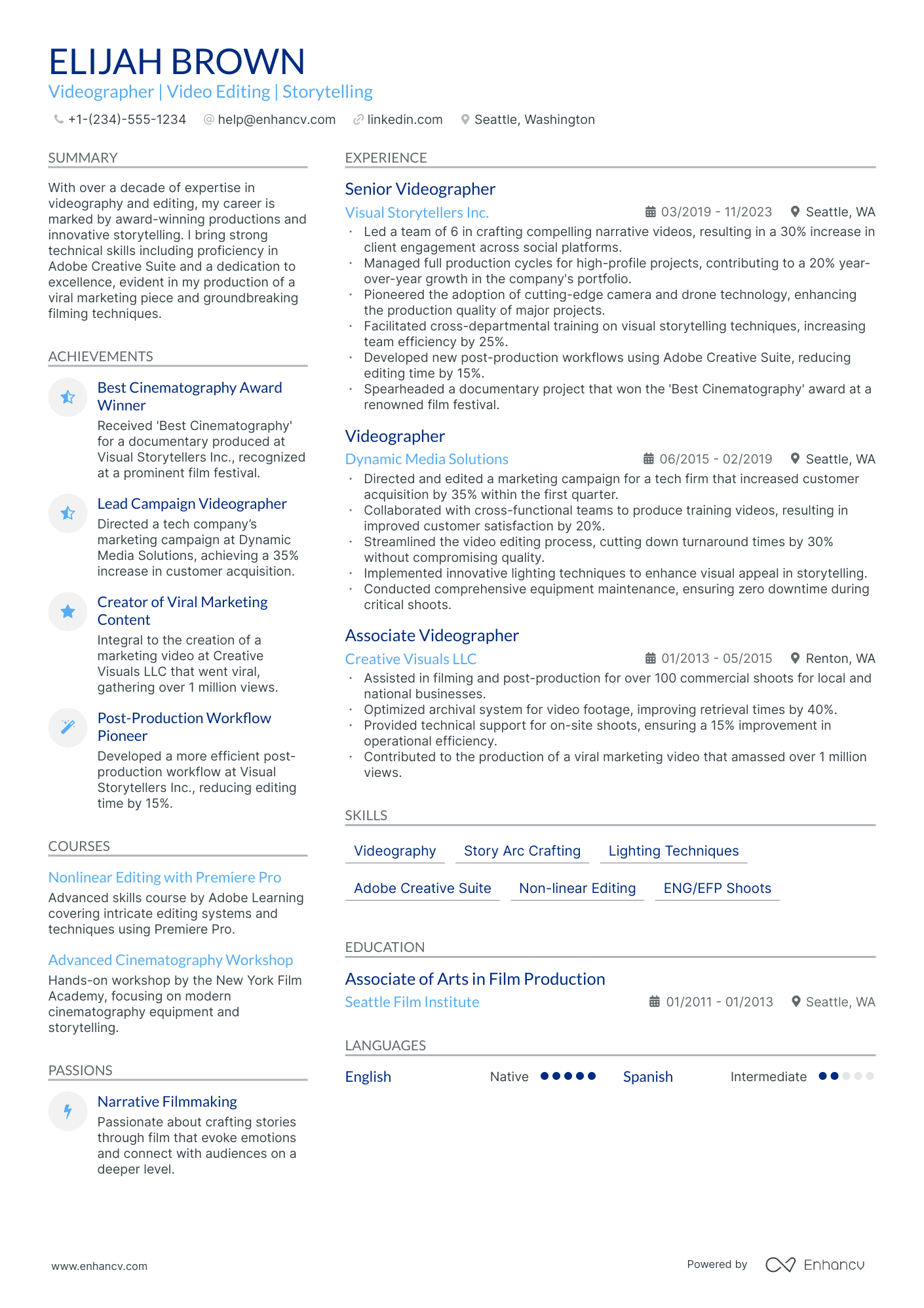 5 Videographer Resume Examples & Guide for 2024