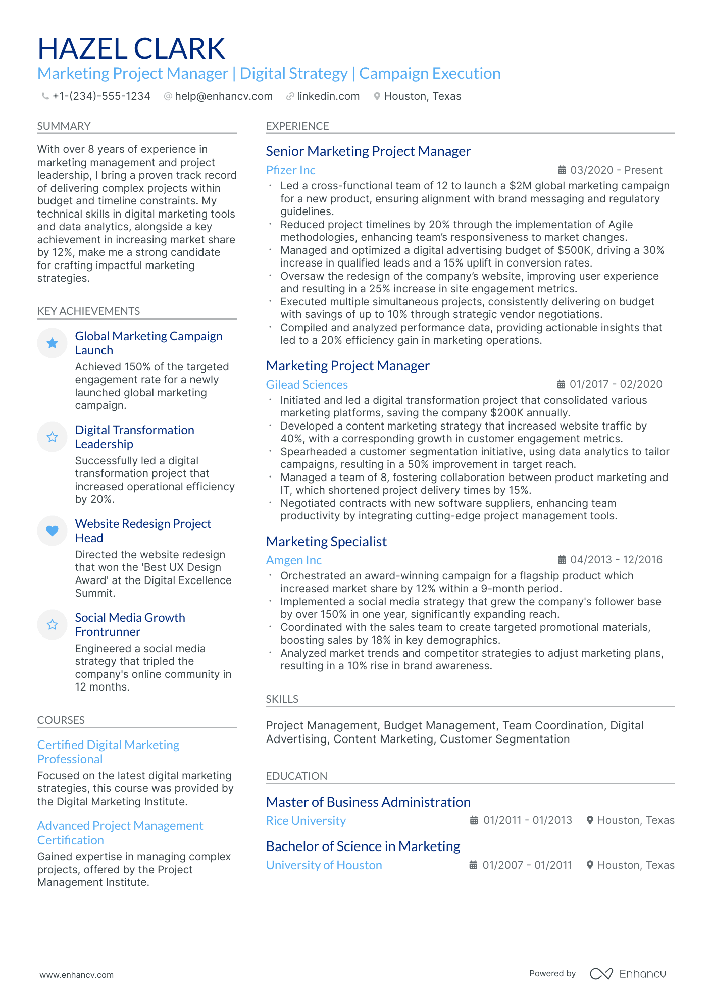 10 Marketing Project Manager Resume Examples & Guide for 2025