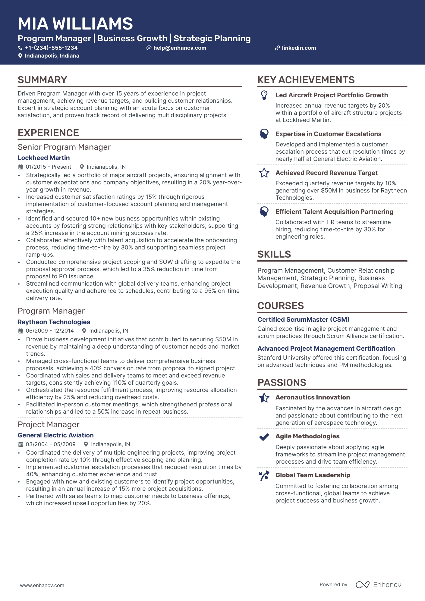 10 Aerospace Program Manager Resume Examples & Guide for 2026