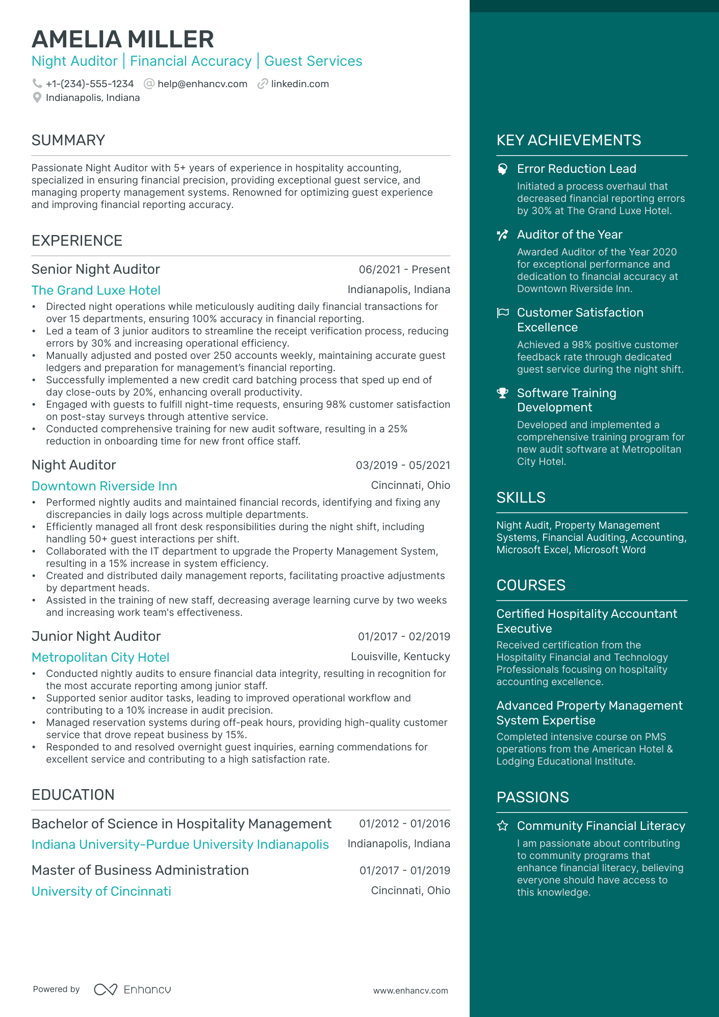 10 Night Auditor Resume Examples & Guide for 2025