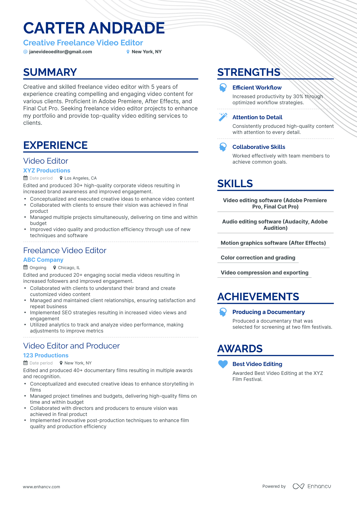 6 Video Editor Resume Examples & Guide for 2024