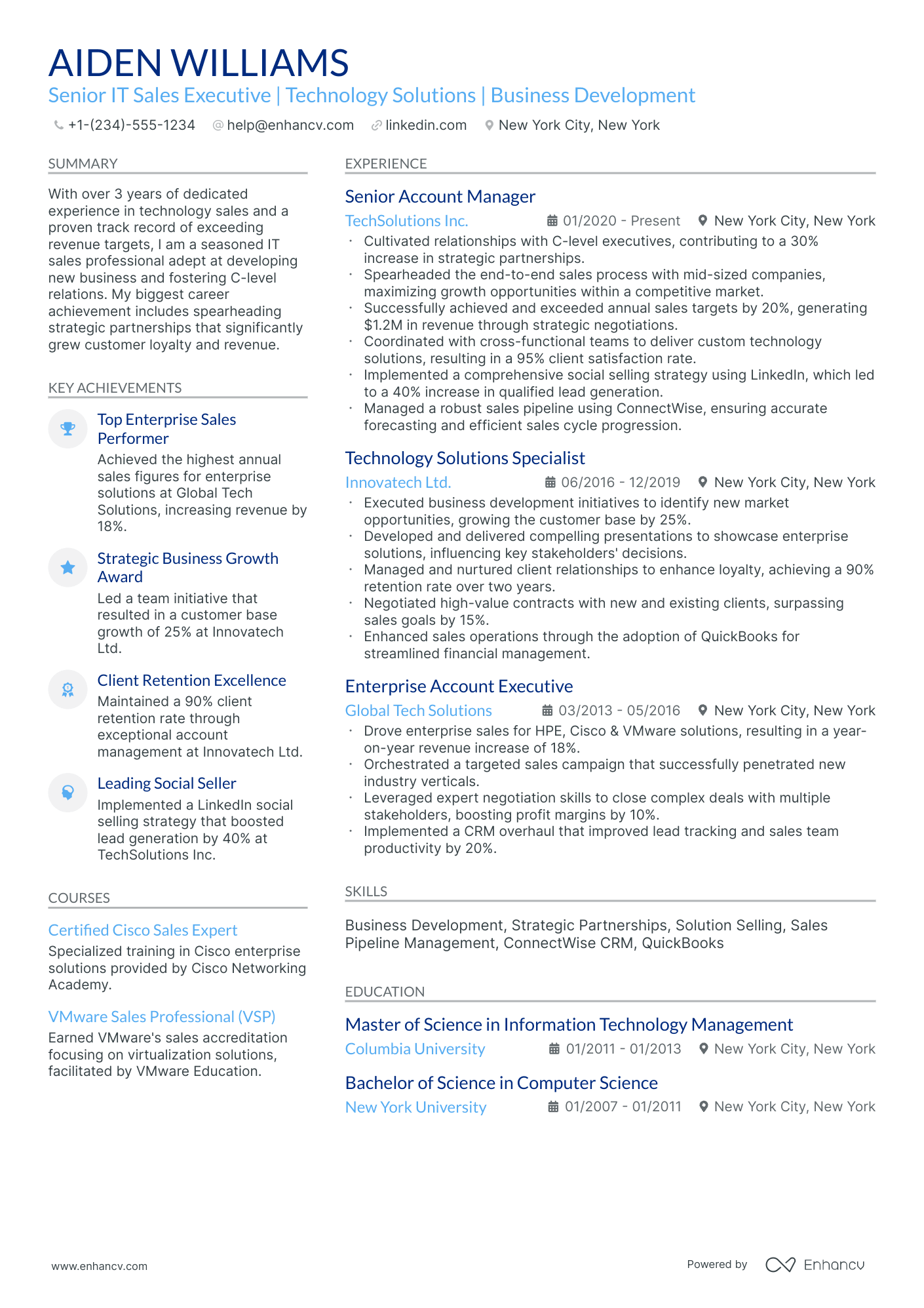 10 IT Sales Executive Resume Examples & Guide for 2026