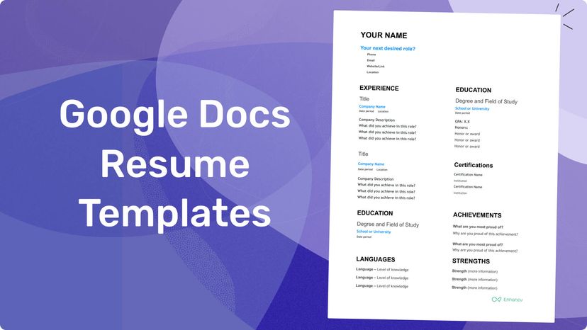 Free Google Docs Resume Templates | Enhancv