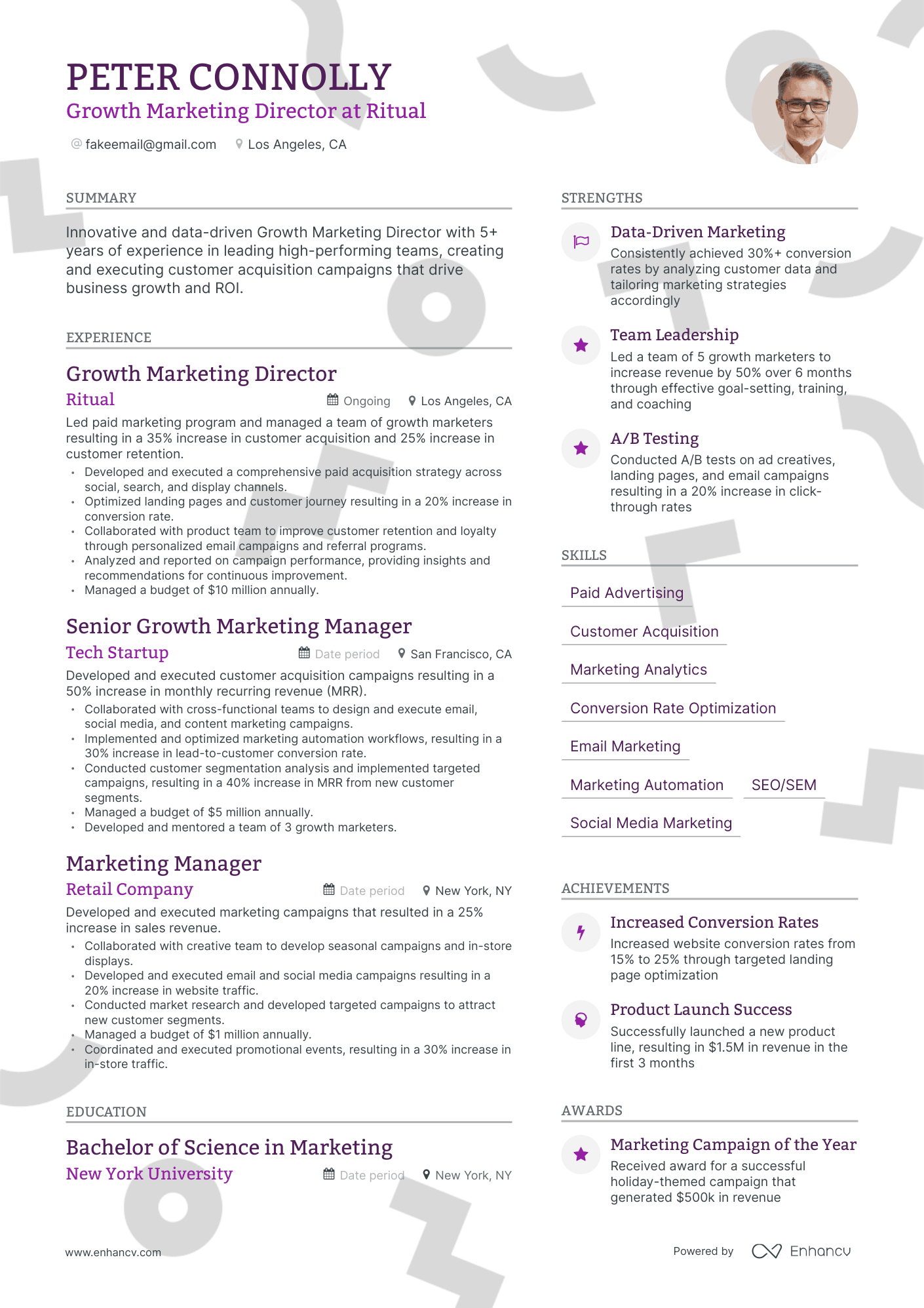 5 Growth Marketing Resume Examples & Guide for 2024