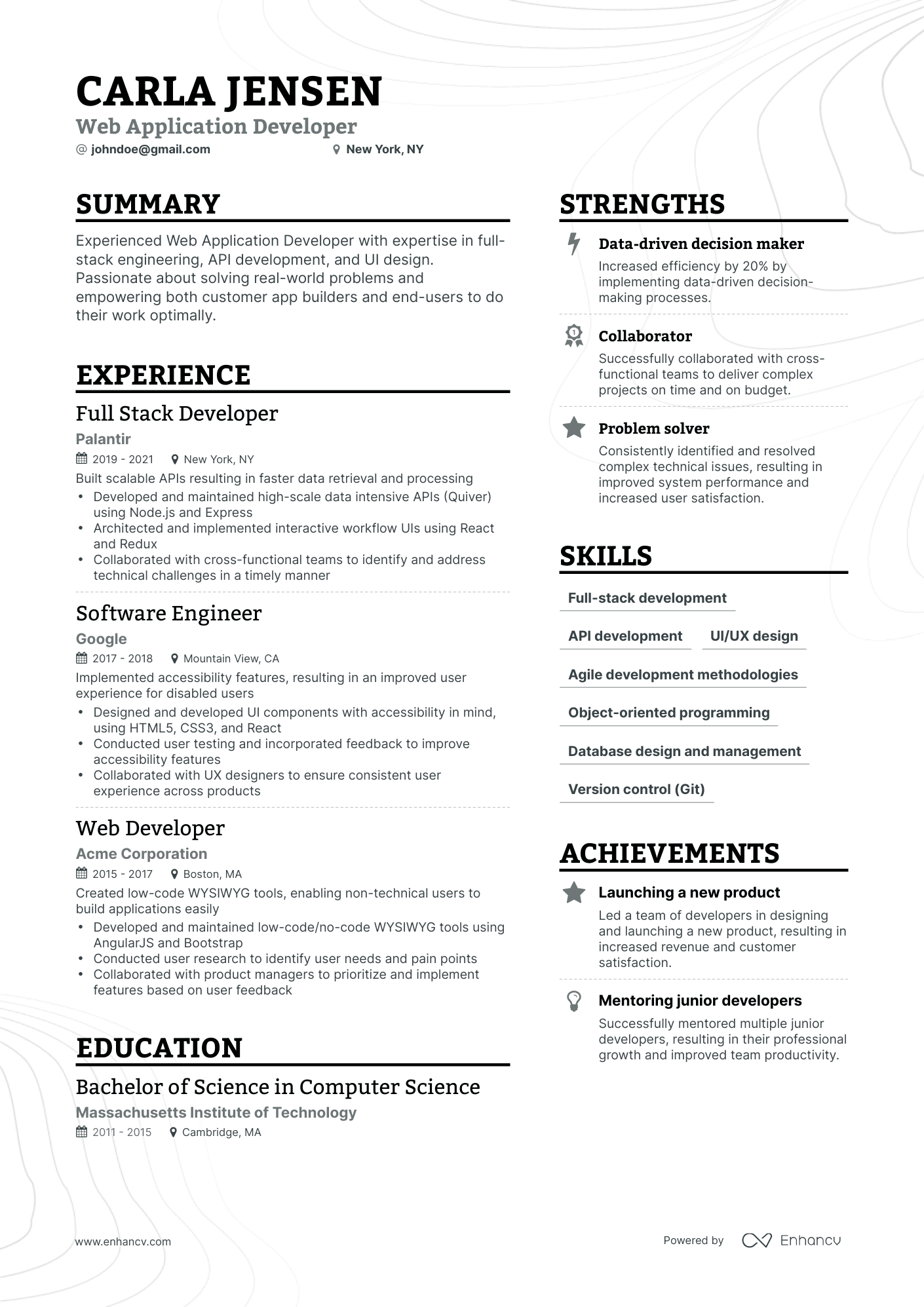 5 Web Application Developer Resume Examples & Guide for 2023