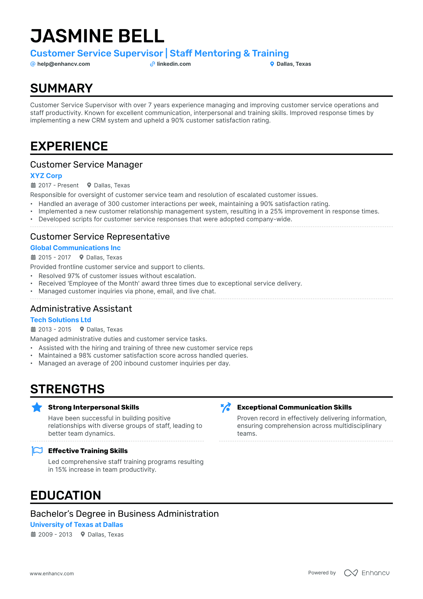5 Customer Service Supervisor Resume Examples & Guide for 2024