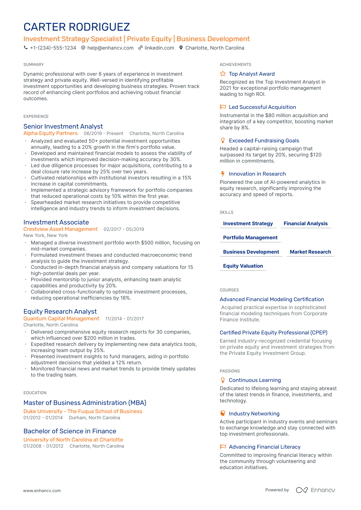 5 Private Equity Resume Examples & Guide for 2024