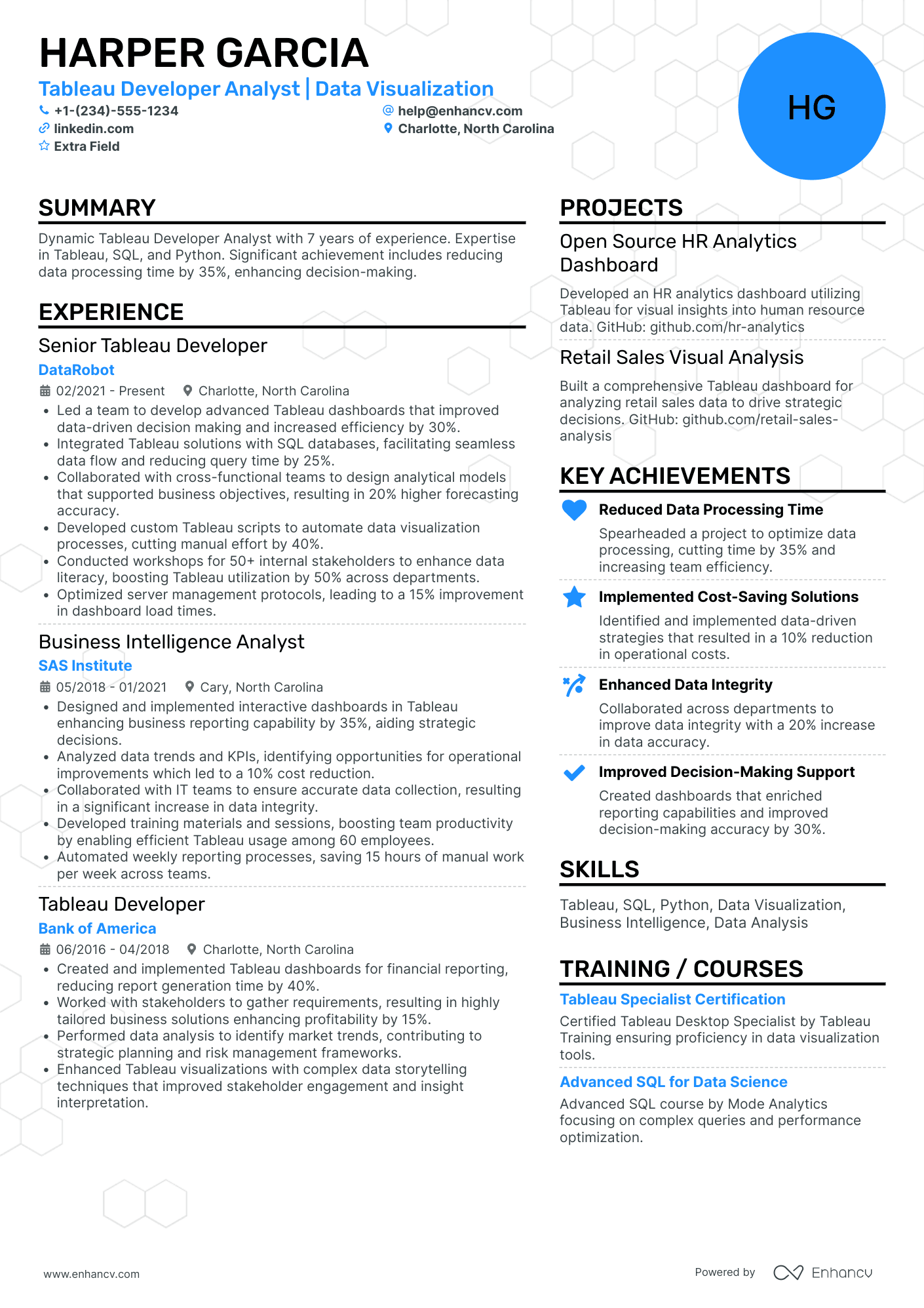 20 Tableau Developer Resume Examples & Guide for 2025