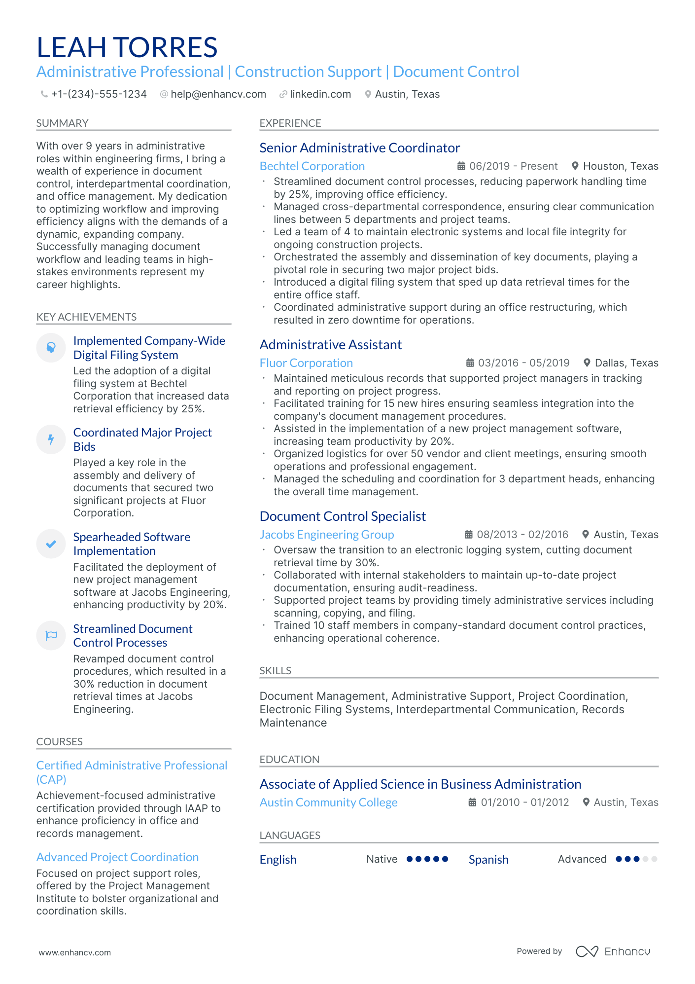 10 Construction Administrative Assistant Resume Examples & Guide for 2026