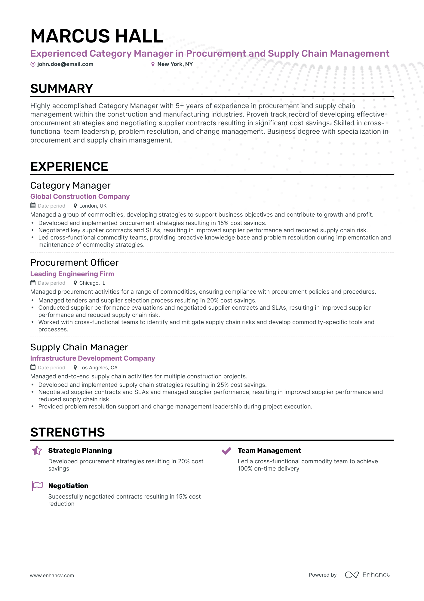 5 Commodity Manager Resume Examples & Guide for 2024