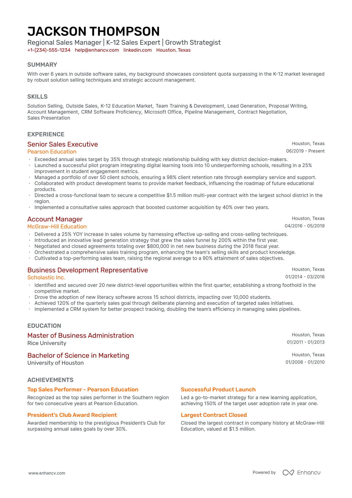 5 Software Sales Resume Examples & Guide for 2024