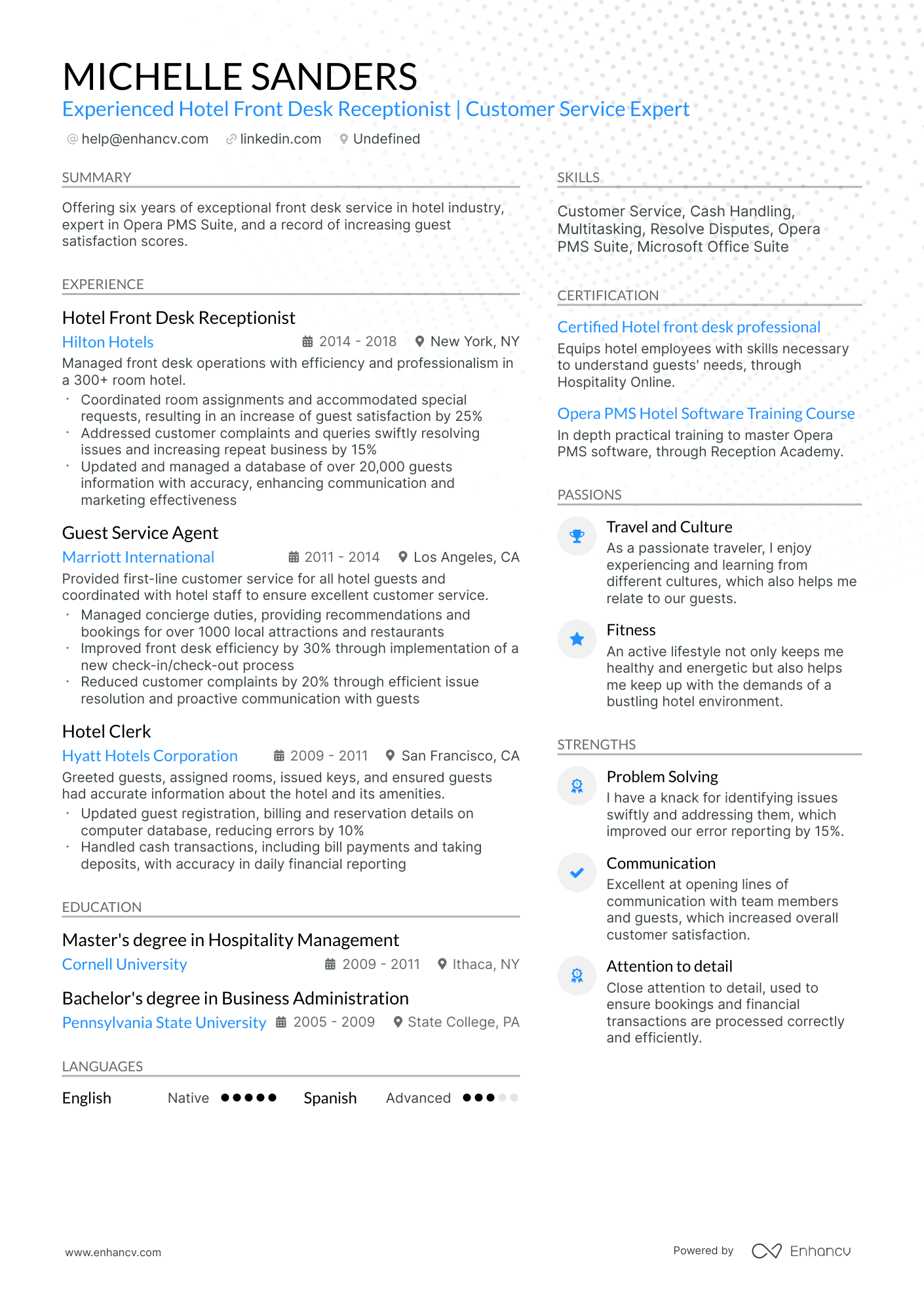 10 Hotel Front Desk Receptionist Resume Examples & Guide for 2026
