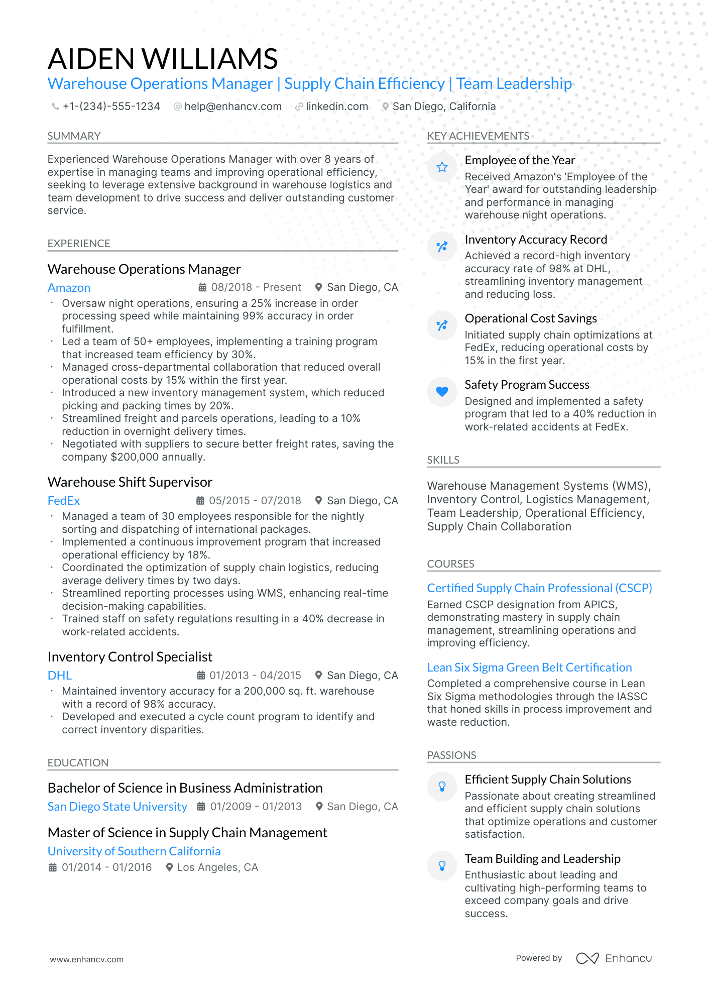 10 Warehouse Manager Resume Examples - March 2025