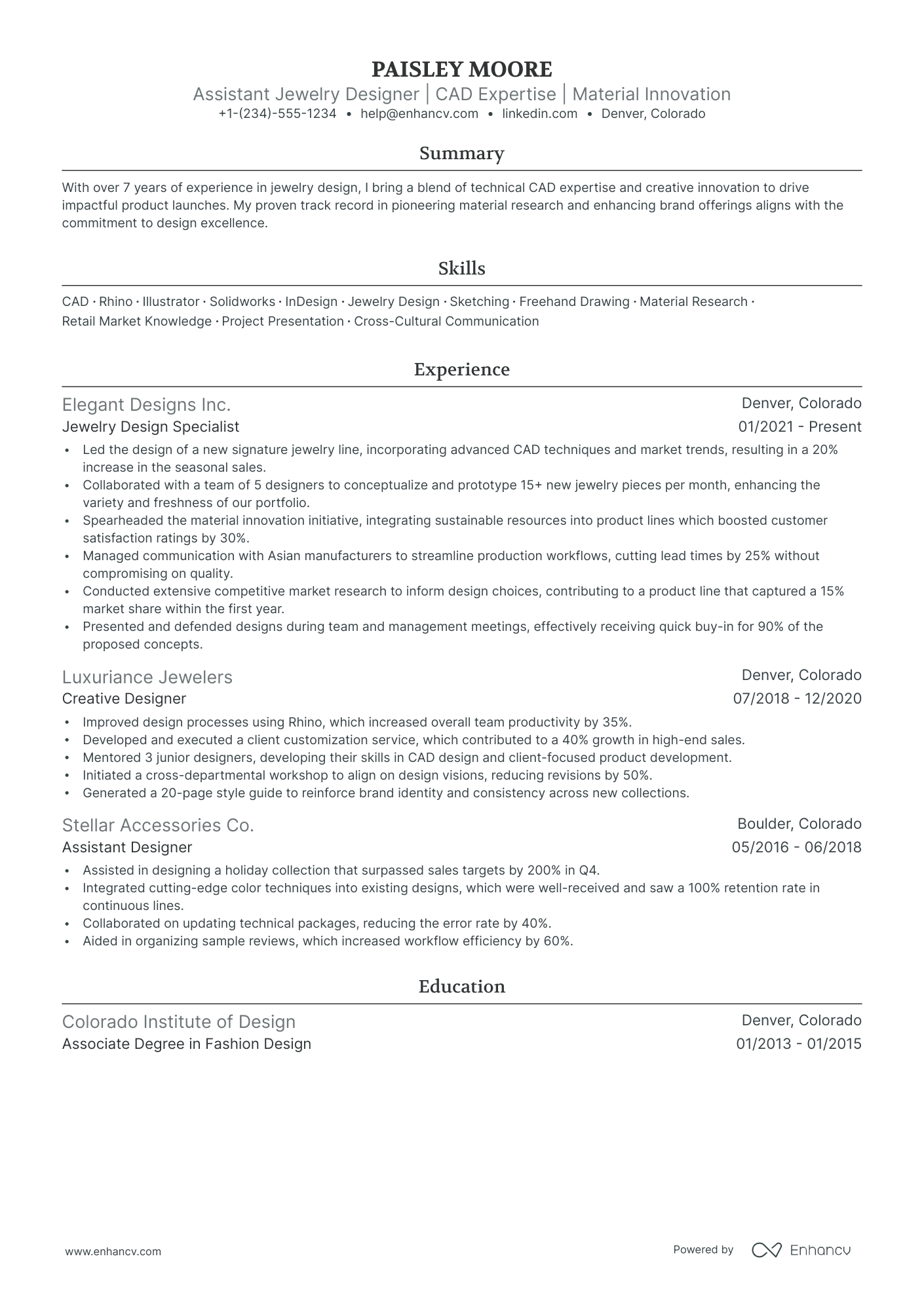 5 Jewelry Designer Resume Examples & Guide for 2024