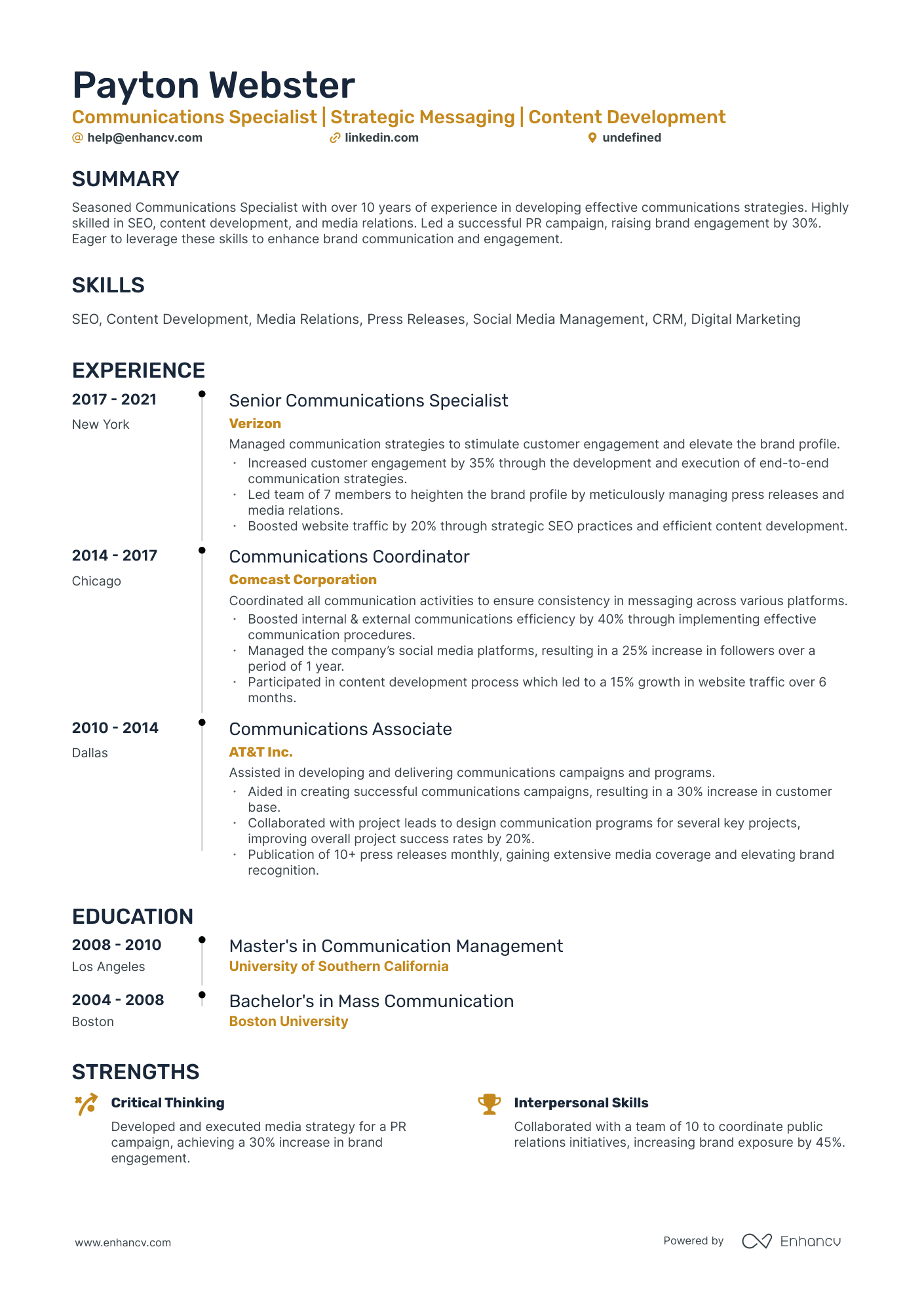 10 Communications Specialist Resume Examples & Guide for 2026