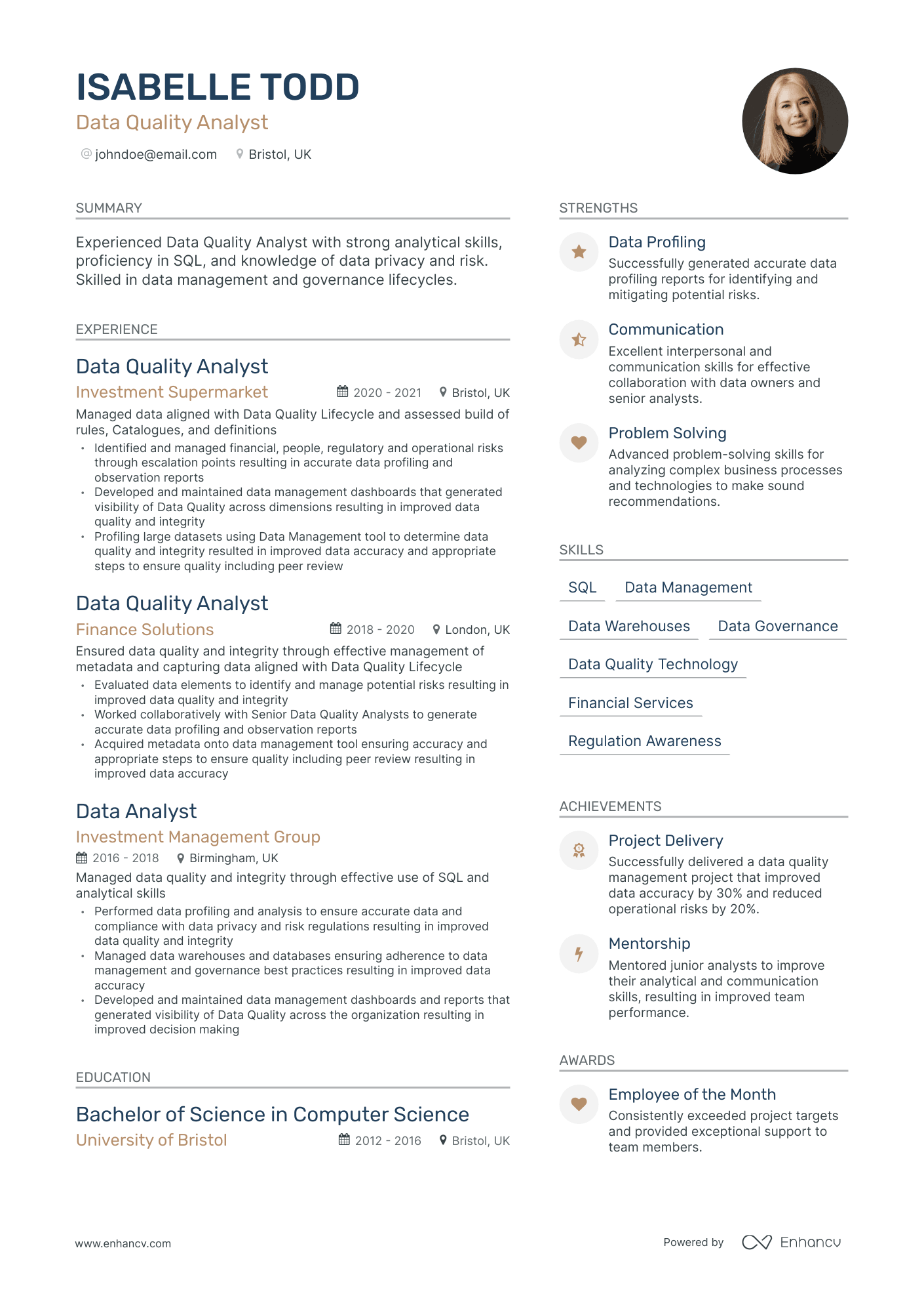 5 Data Quality Analyst Resume Examples & Guide for 2023