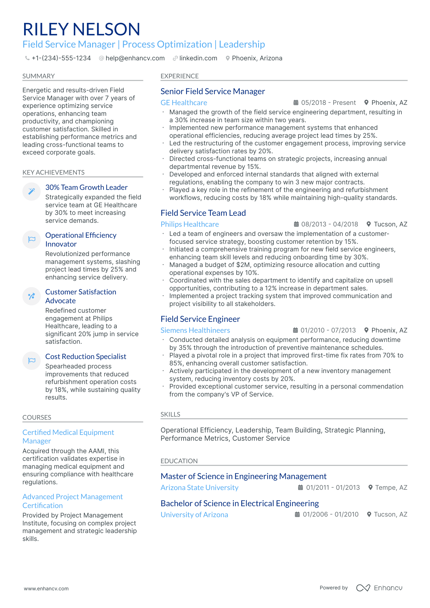 10 Field Service Manager Resume Examples & Guide for 2026