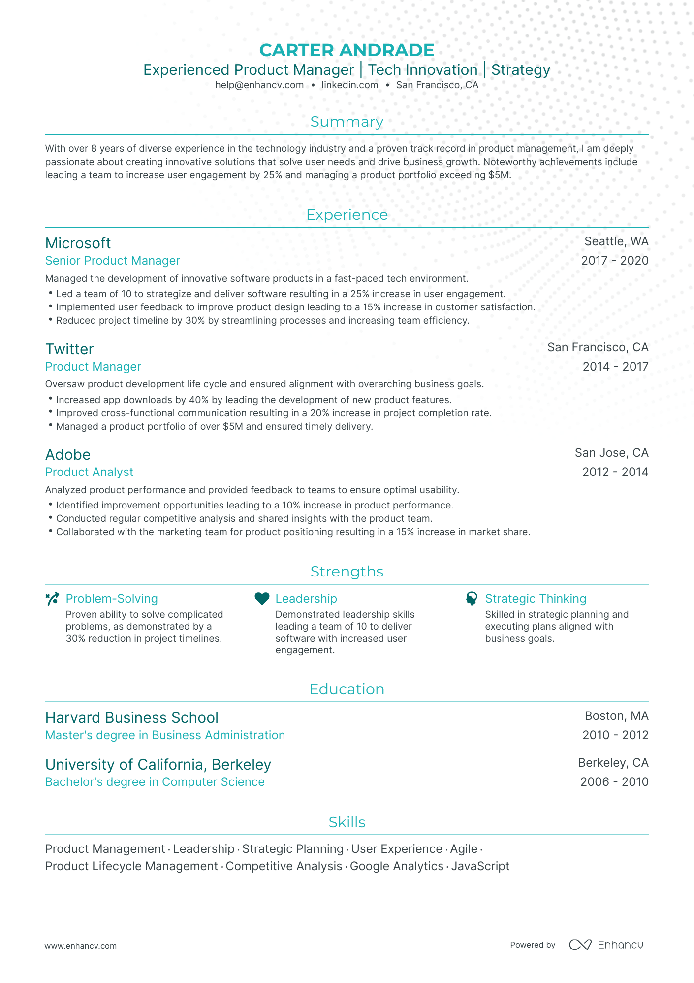 5 Google Product Manager Resume Examples & Guide for 2024