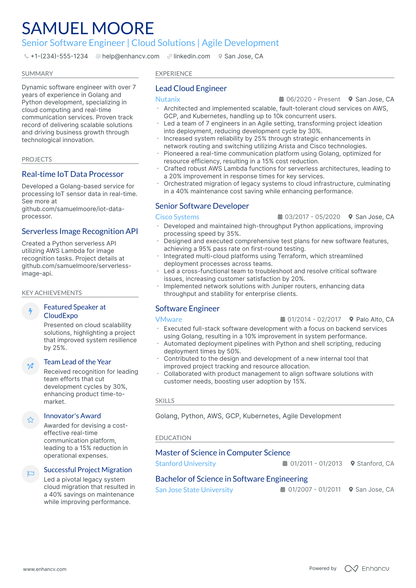 10 Golang Developer Resume Examples & Guide for 2025