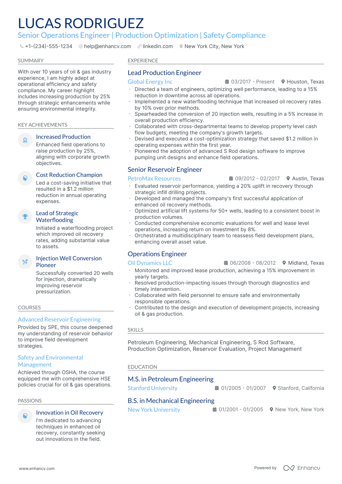 10 Petroleum Engineer Resume Examples & Guide for 2026
