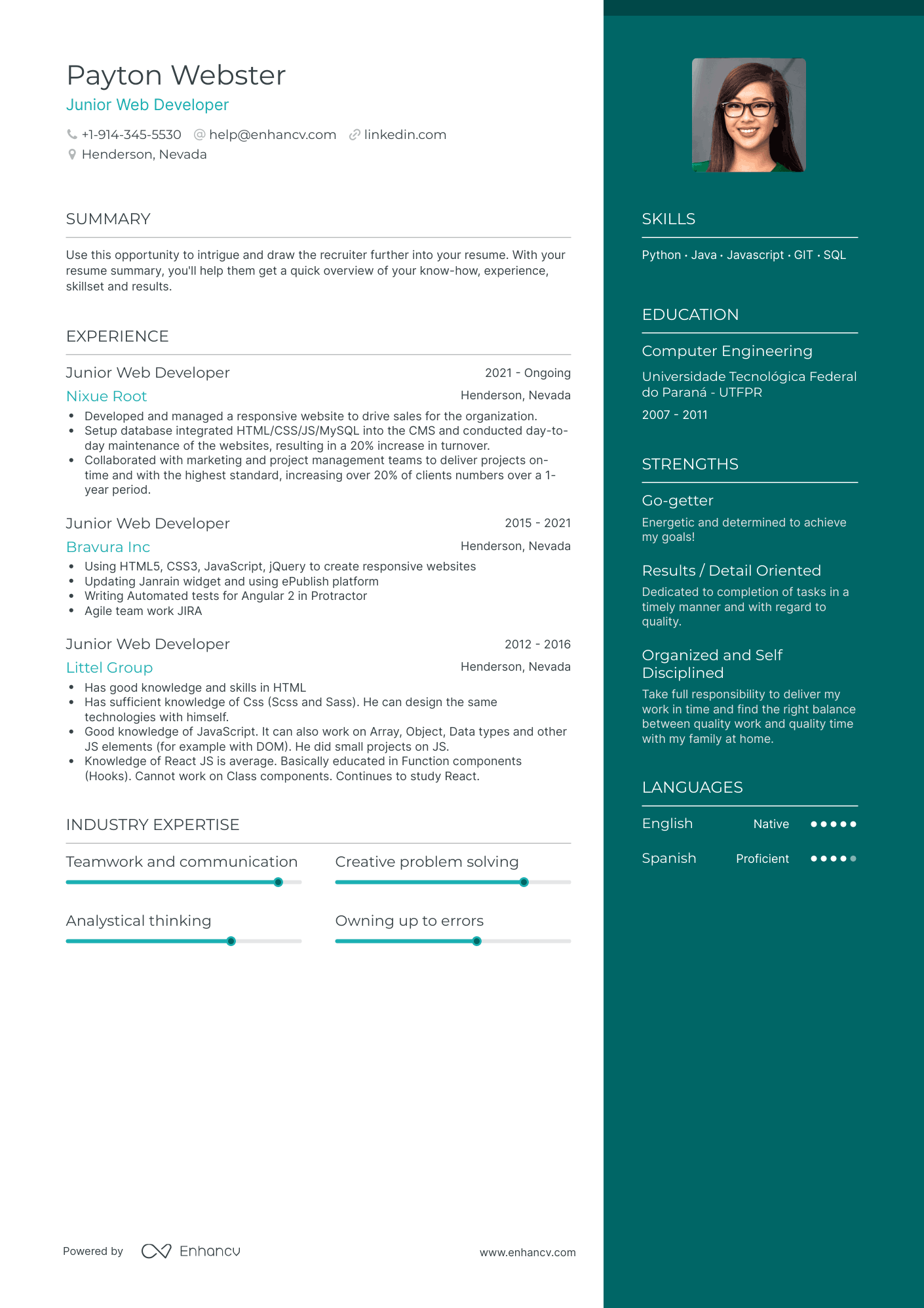 Junior Web Developer Resume Examples & Guide for 2023 (Layout, Skills, Keywords & Job Description)