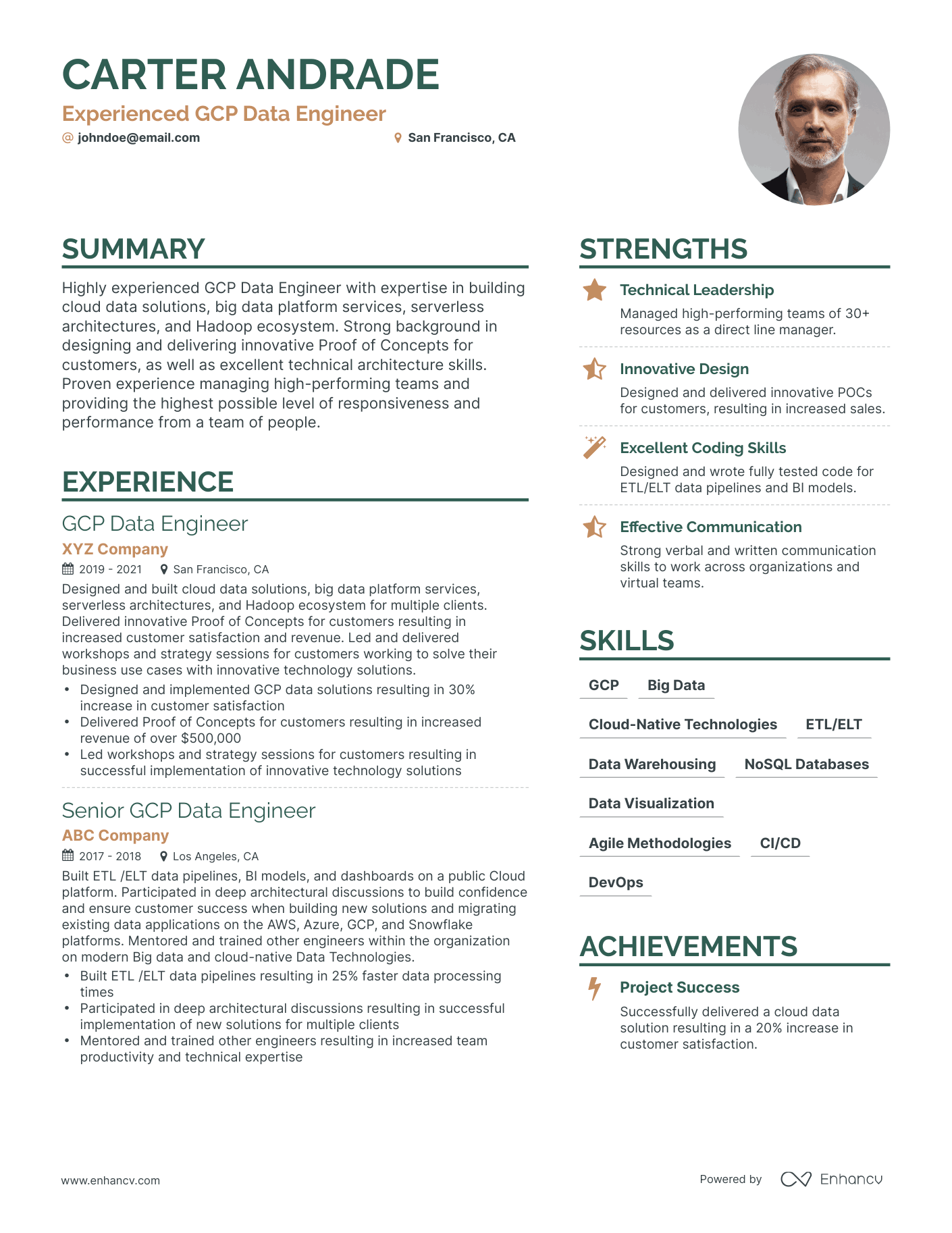 5 GCP Data Engineer Resume Examples & Guide for 2023