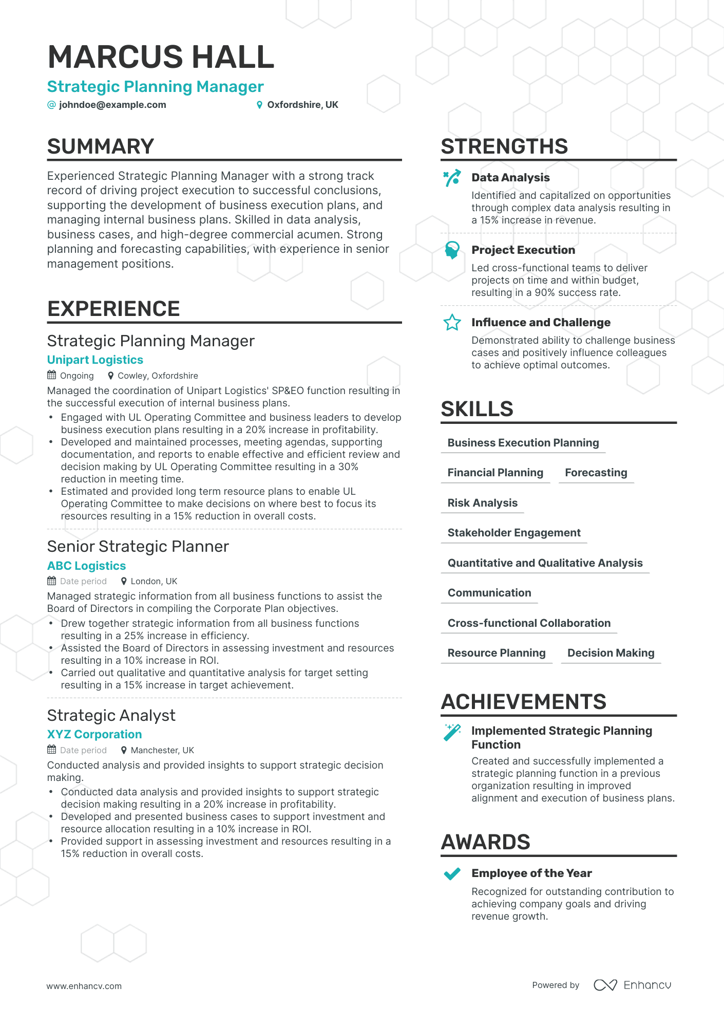 5 Strategic Planning Manager Resume Examples & Guide for 2024
