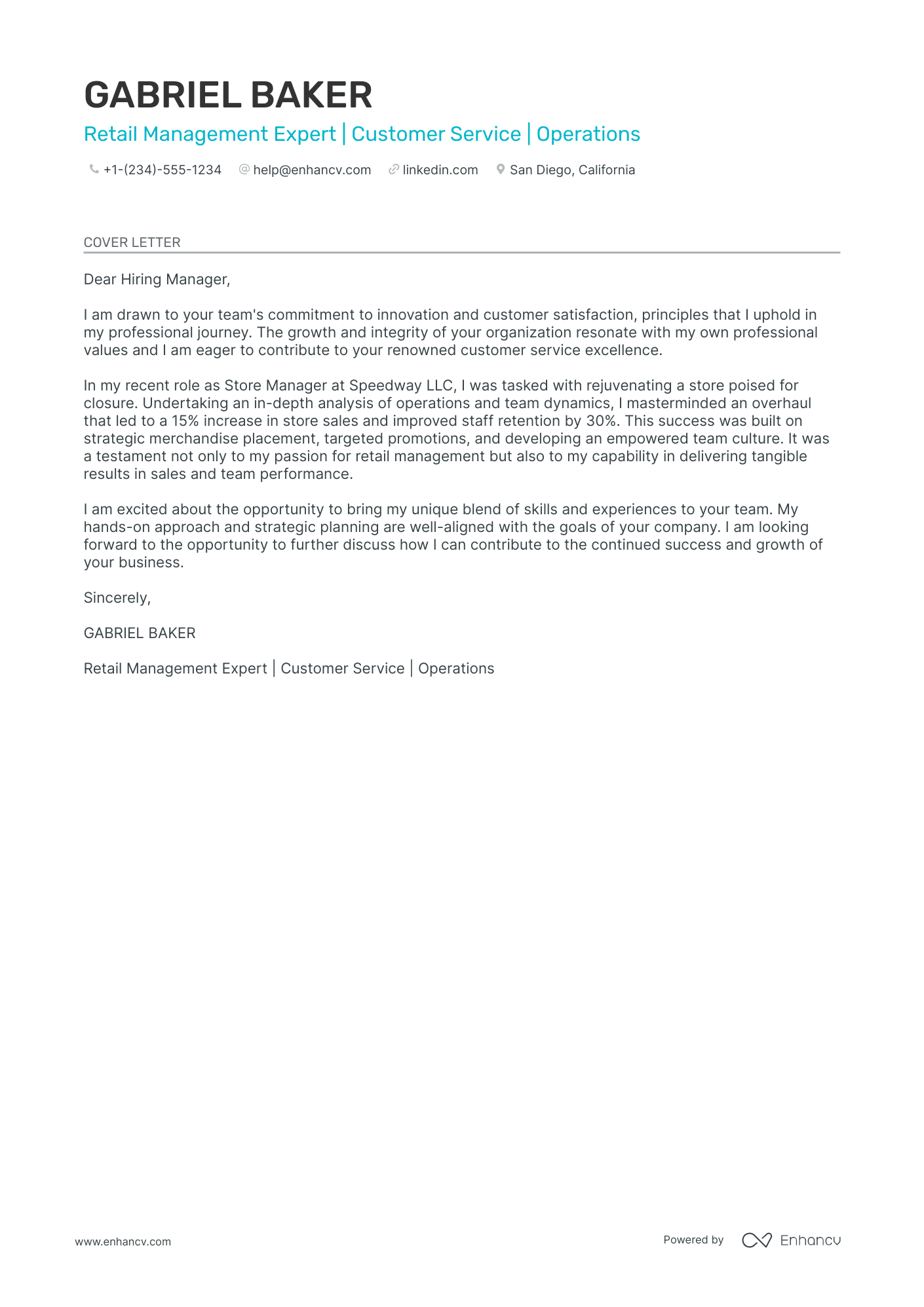 8 Professional Store Manager Cover Letter Examples and Template for ...