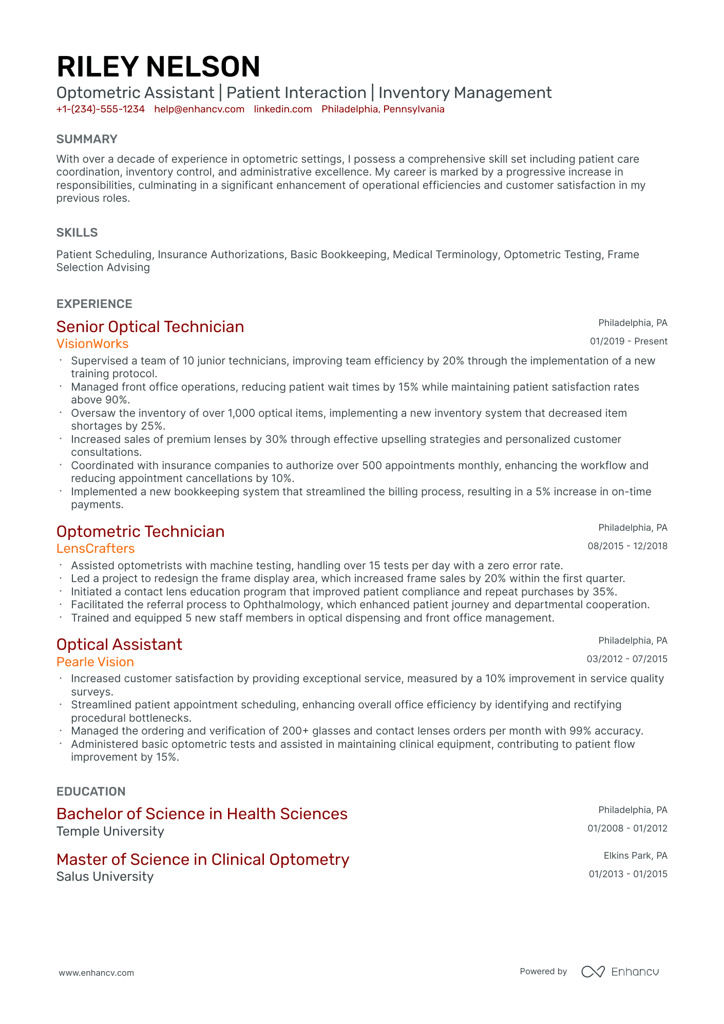 10 Optometrist Resume Examples, Templates & Guide for 2026