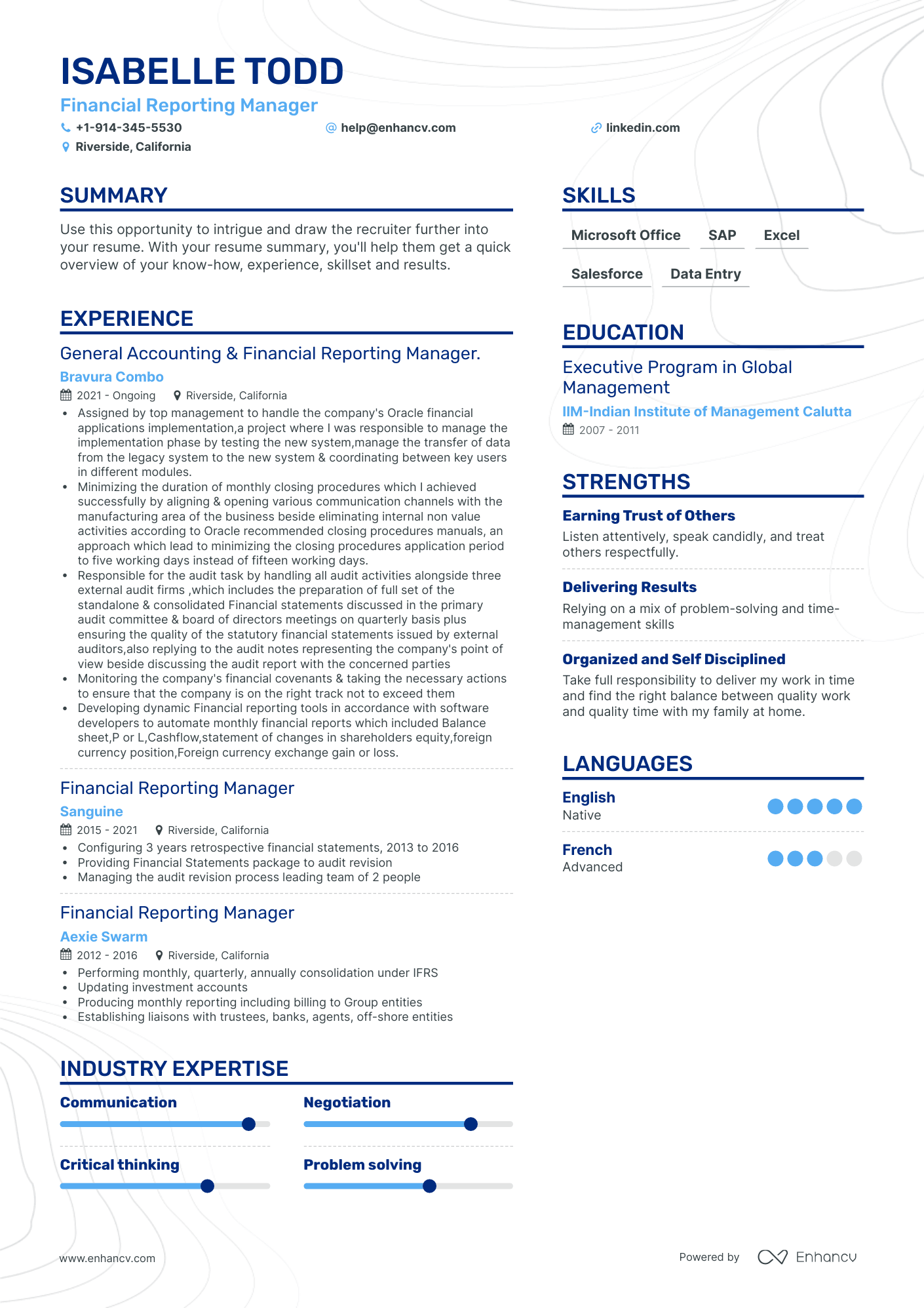 Financial Reporting Manager Resume Examples & Guide for 2023 (Layout ...