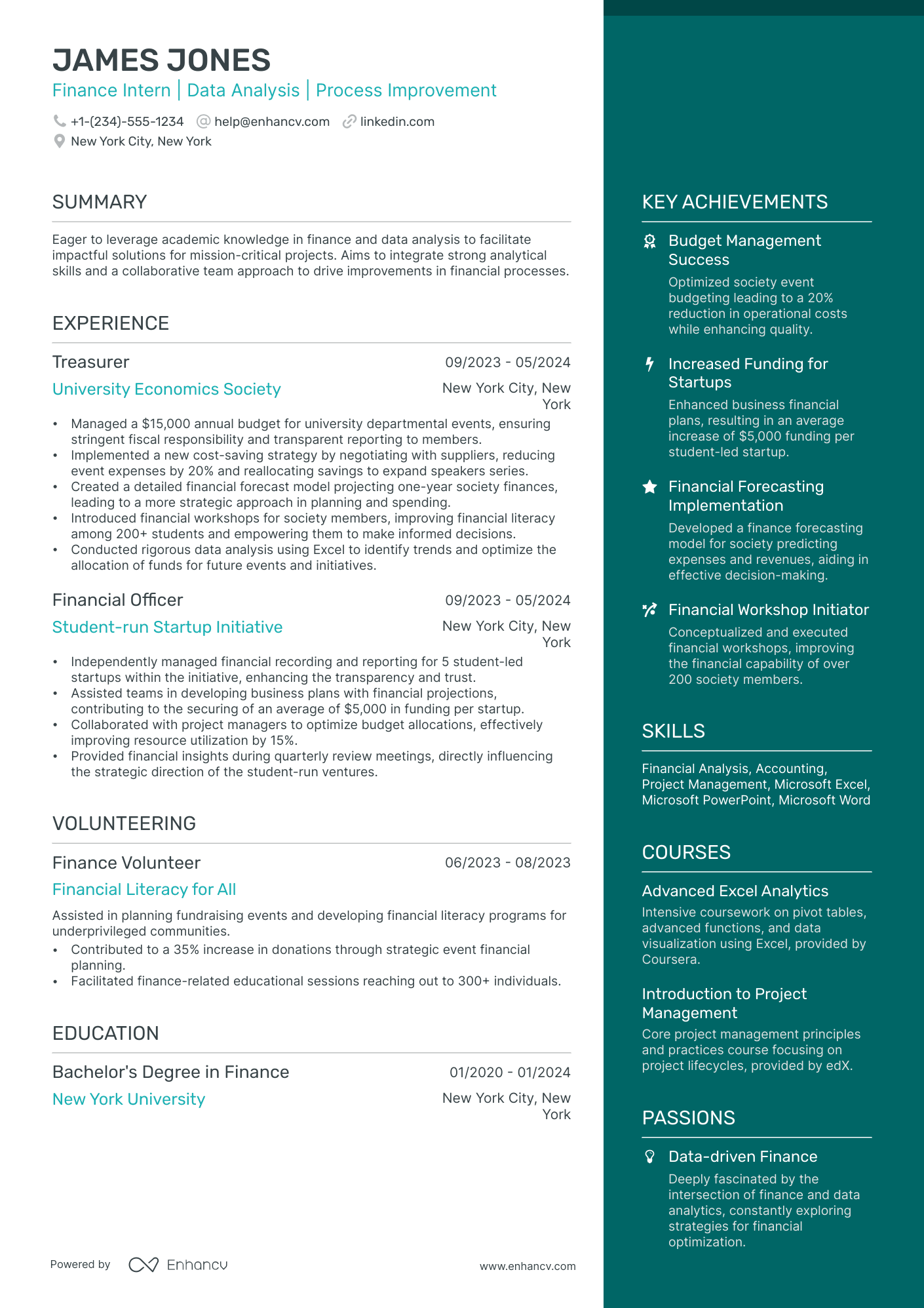 10 Finance Intern Resume Examples With 10/10 Score In 2026