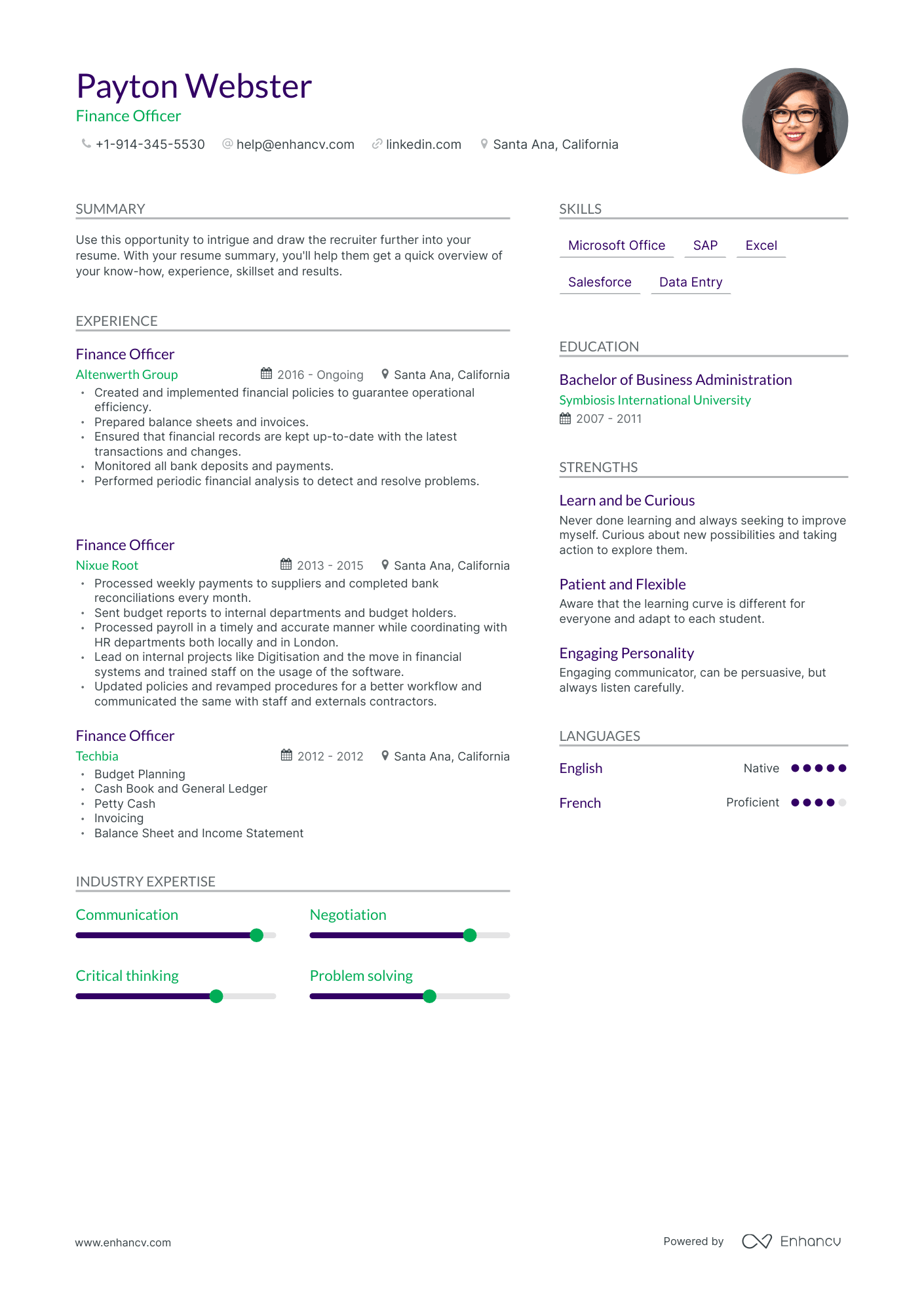 Finance Officer Resume Examples & Guide for 2023 (Layout, Skills ...