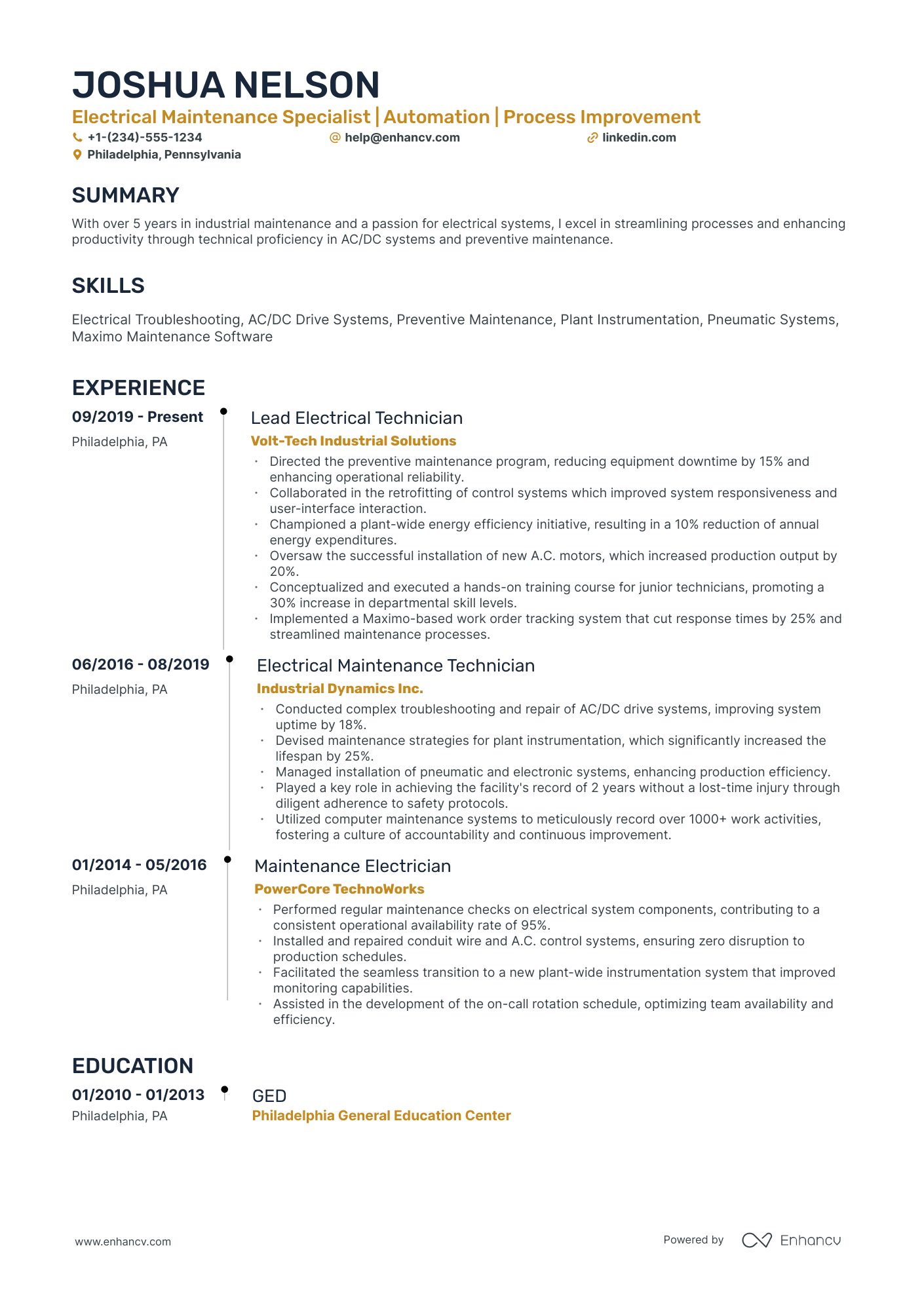 10 Electronic Technician Resume Examples & Guide for 2026