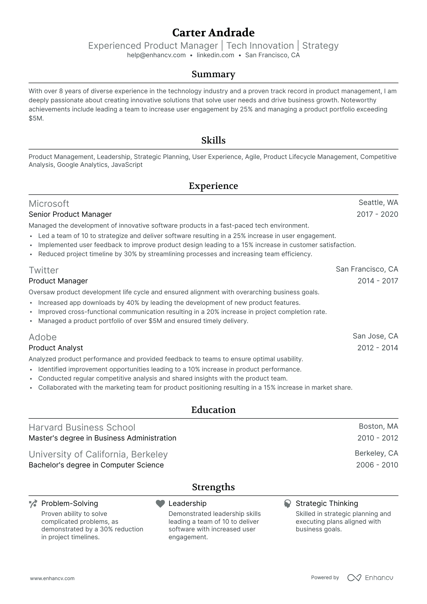 10 Google Product Manager Resume Examples & Guide for 2026