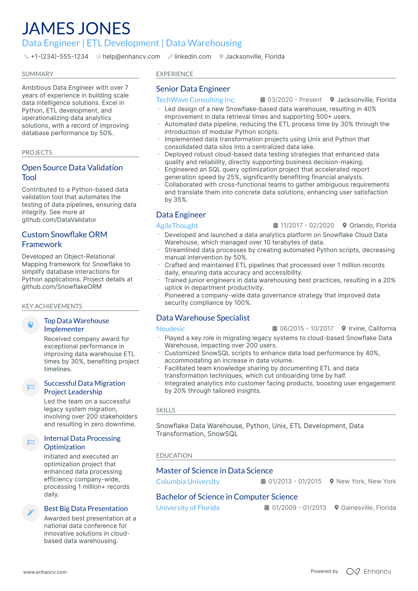 10 Snowflake Developer Resume Examples & Guide for 2025