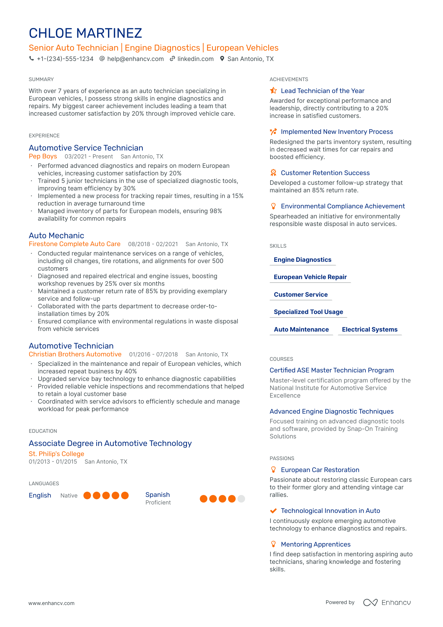 5 Automotive Technician Resume Examples & Guide for 2024