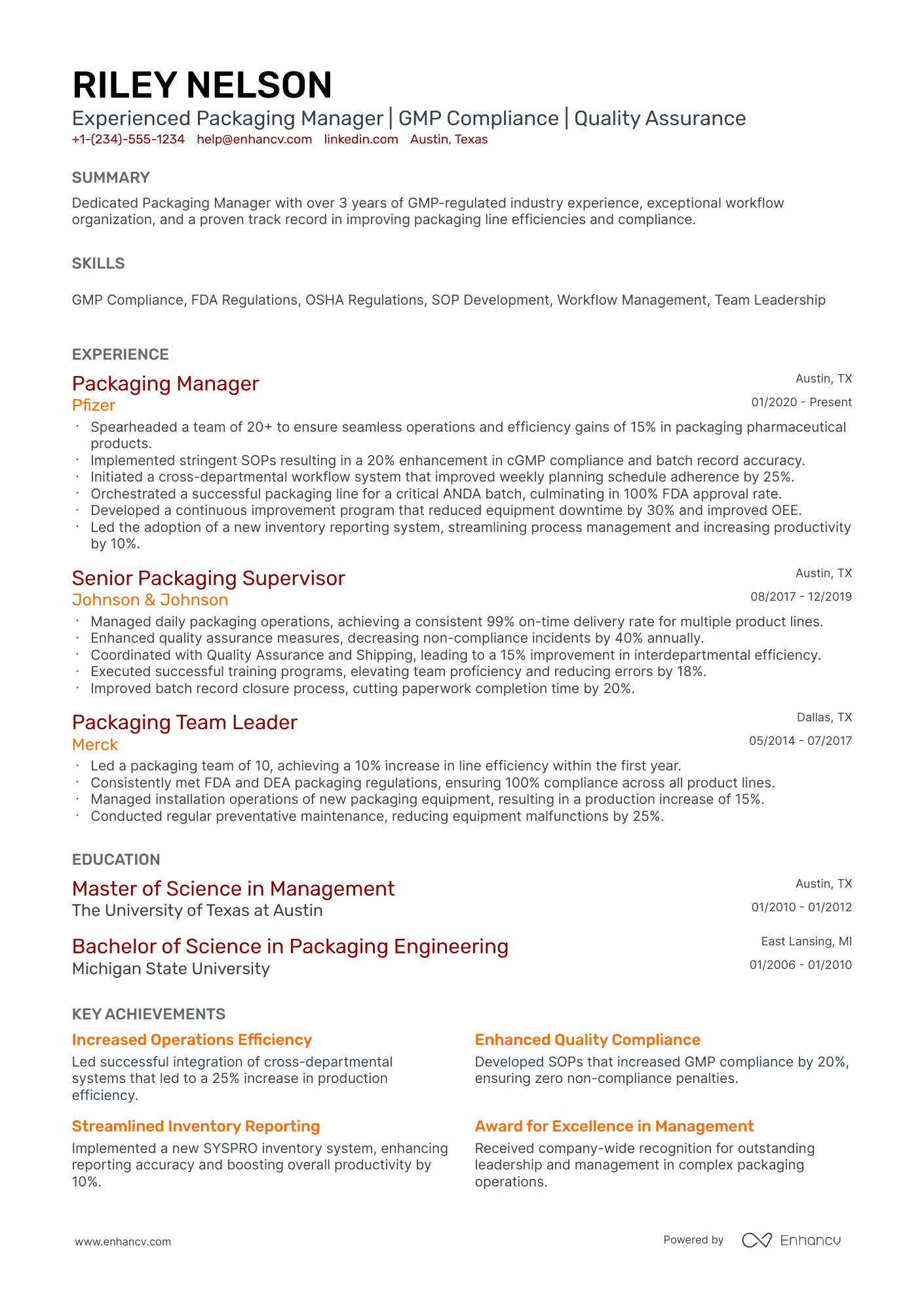 10 Packaging Manager Resume Examples & Guide for 2026