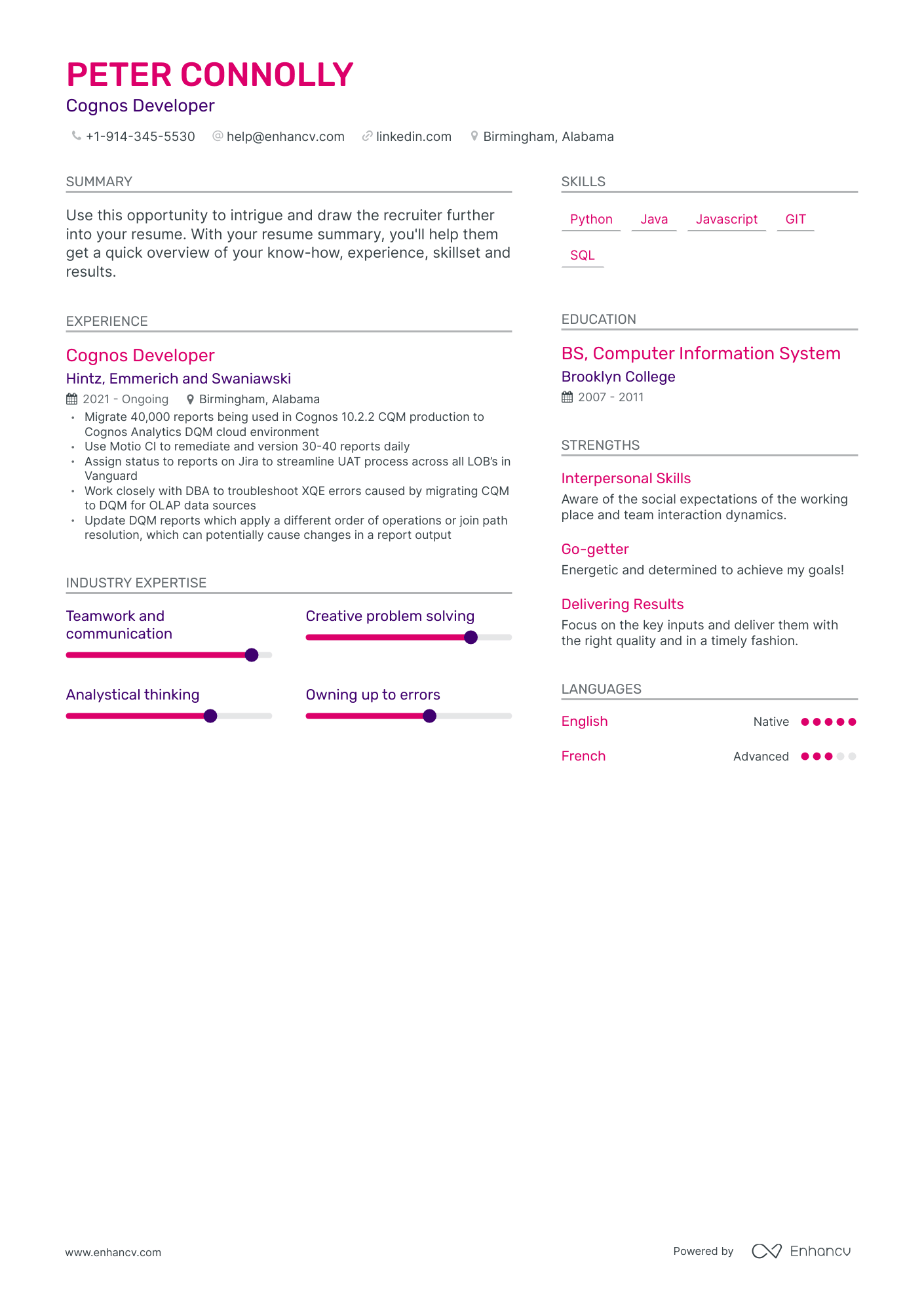 Cognos Developer Resume Examples & Guide for 2023 (Layout, Skills ...