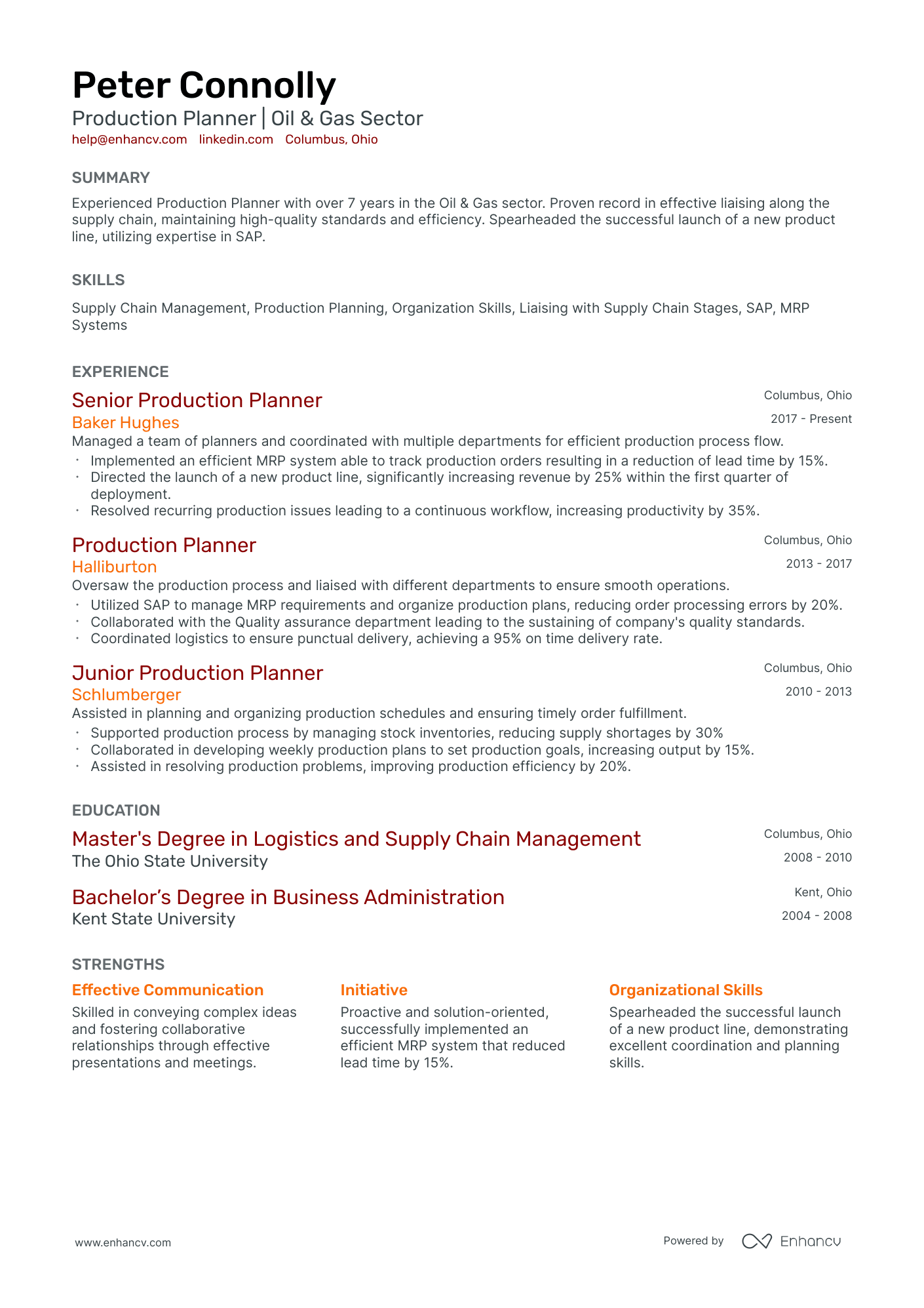 10 Production Planner Resume Examples & Guide for 2026
